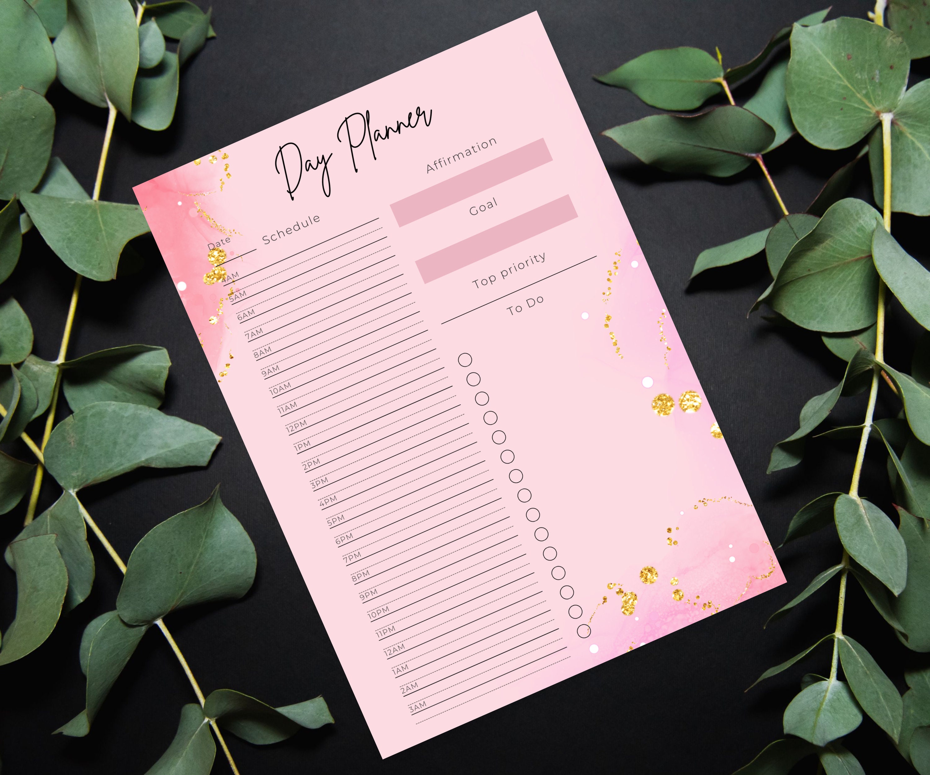 Digital Daily Pink Planner, Printable Cute Hourly Planner, Goodnotes to ...