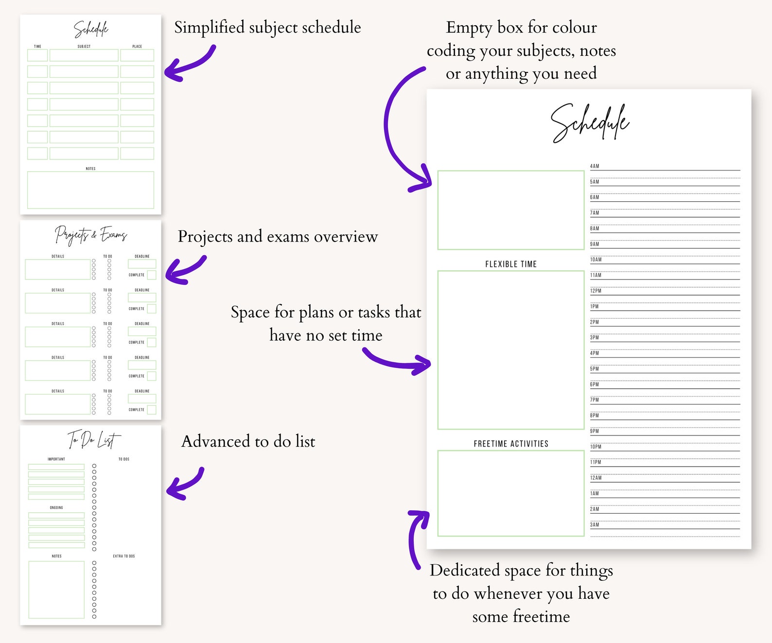 Printable Academic Student Planner Bundle, Homework and Schedule ...