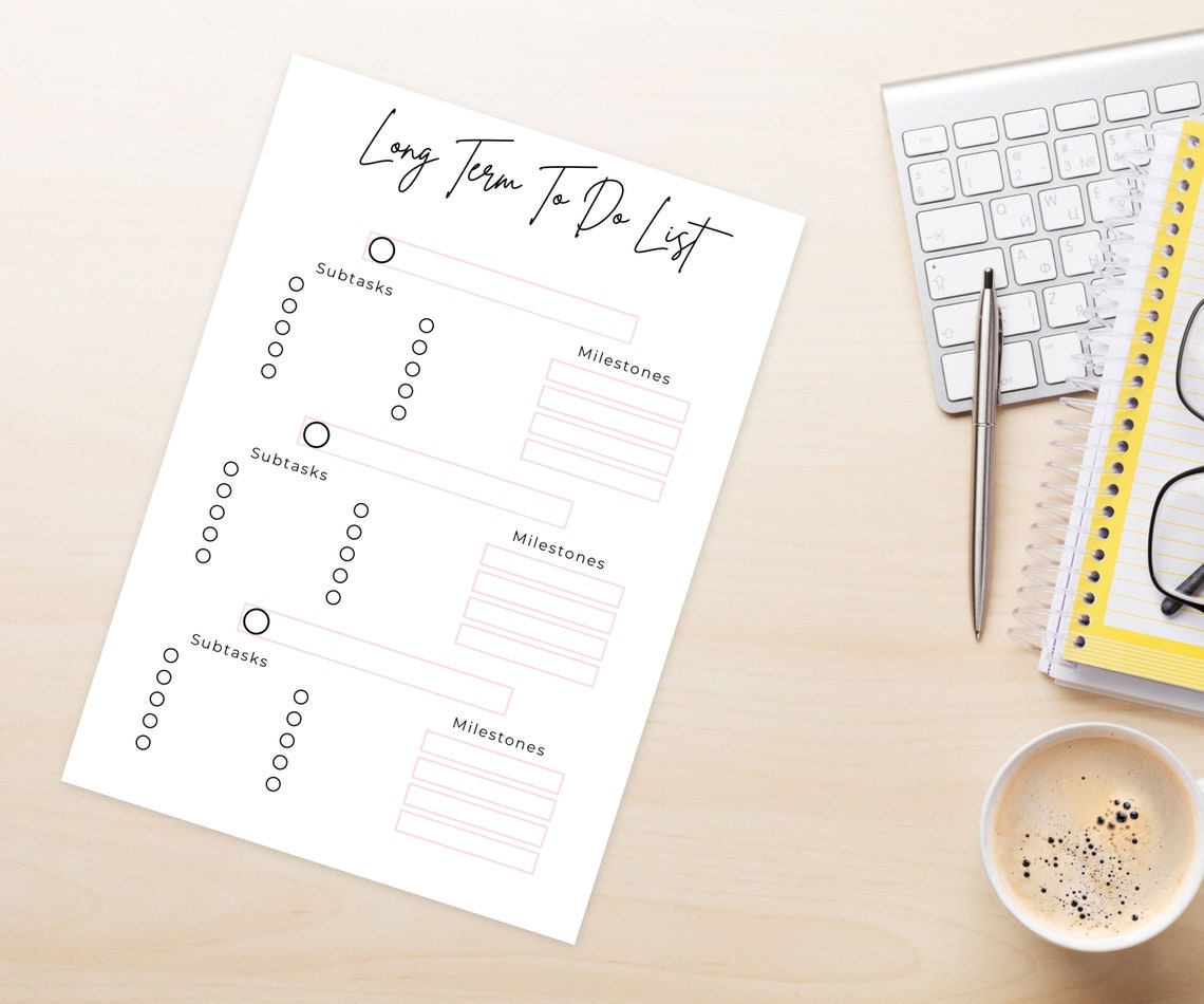 Printable to Do List, Long Term to Do List, Goal Planner, Goodnotes ...