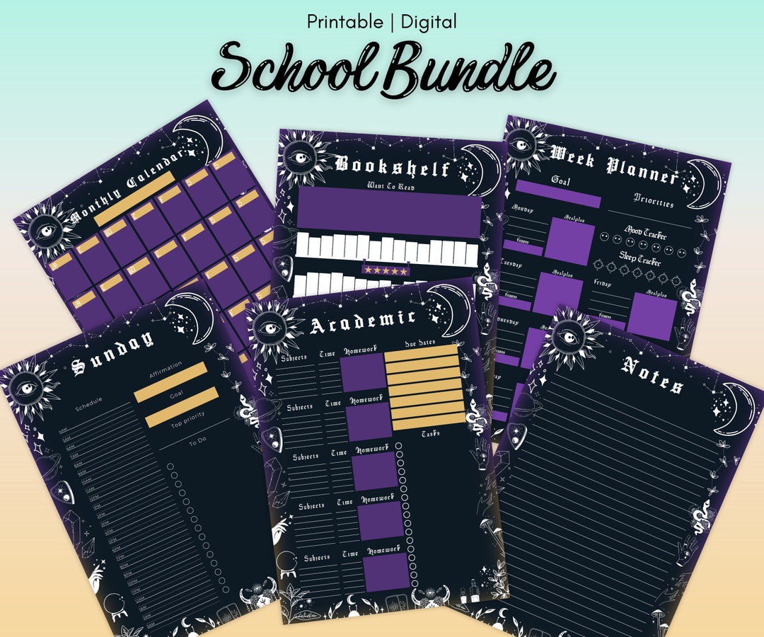 Goth Academic Planner Bundle: Witchy Printable Stationery (digital) - Etsy