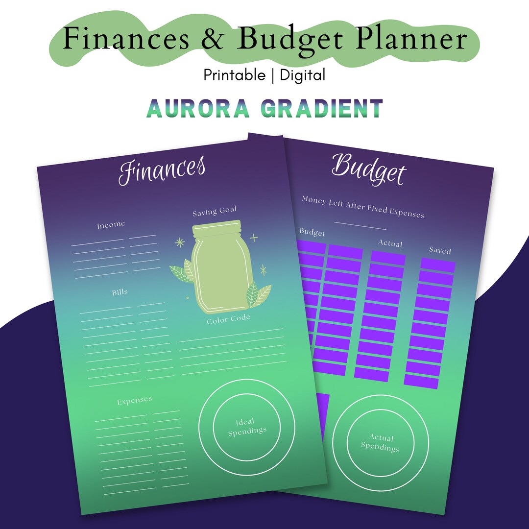 Aurora Digital & Printable Budget Planner, Financial Planner, Savings ...
