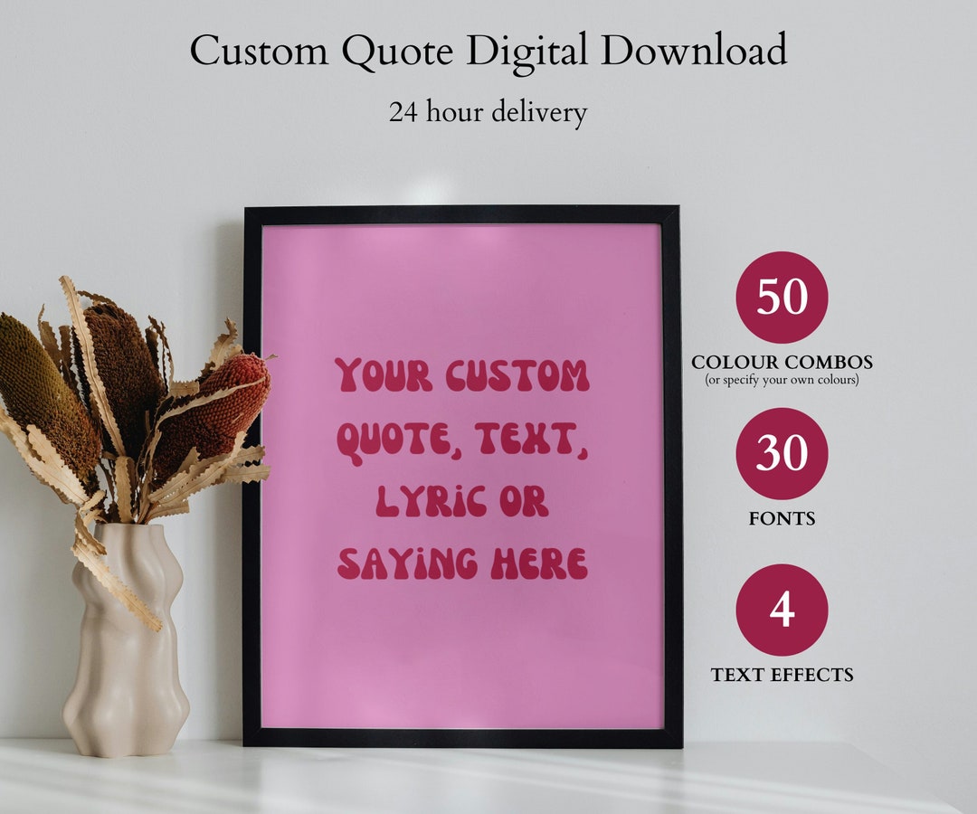 Custom Text Poster for Print, Custom Quote Wall Art Print in Your Own ...