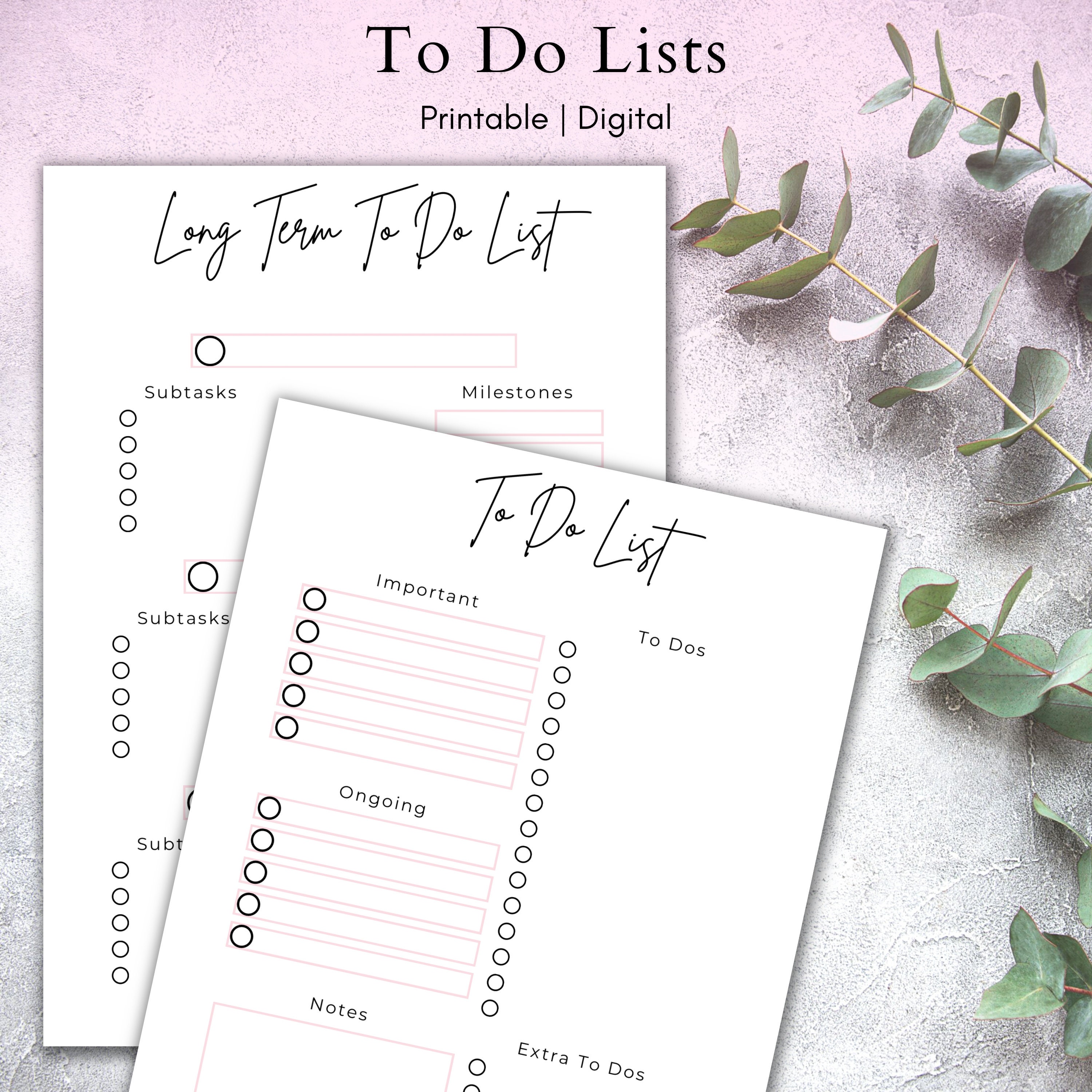 Printable to Do List, Long Term to Do List, Goal Planner, Goodnotes ...