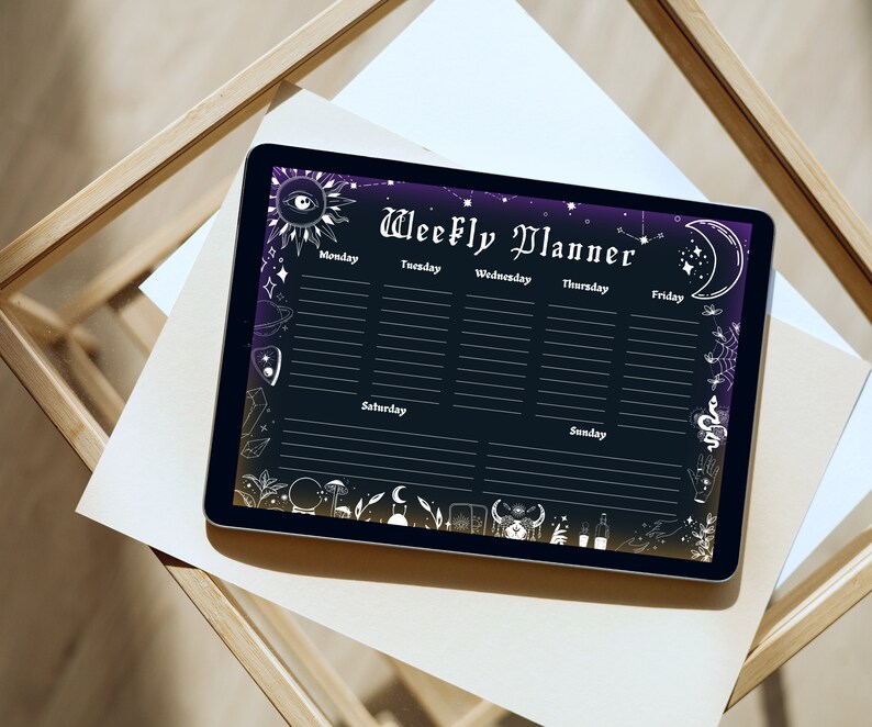 Goth Digital & Printable Weekly Planner, Witchy Stationary for Print ...
