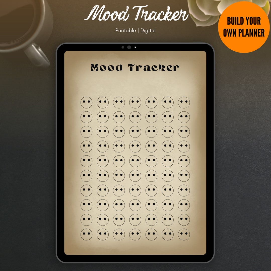 Printable & Digital Leather Planner Mood Tracker, Witchy Vintage ...