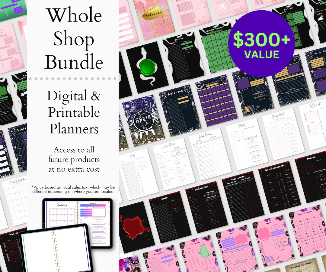 Digital & Printable Planners for Life, Mega Shop Bundle, All in One ...