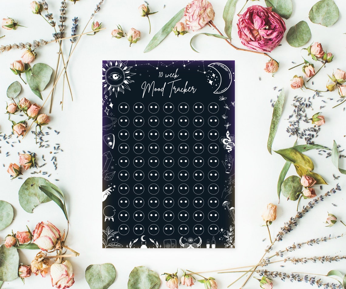 Goth Digital & Printable Mood Tracker Planner, Witchy Stationary for ...