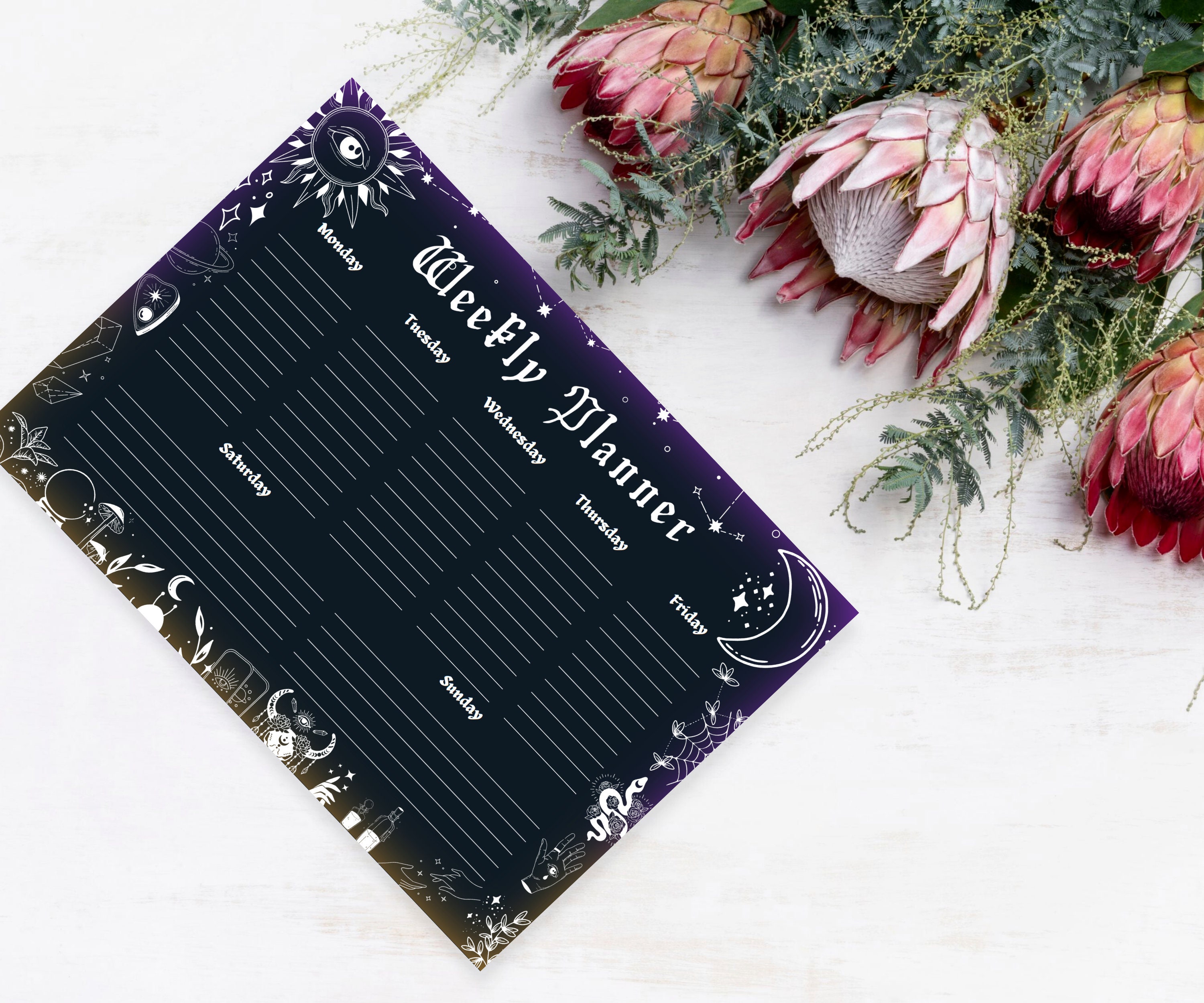 Goth Digital & Printable Weekly Planner, Witchy Stationary for Print ...