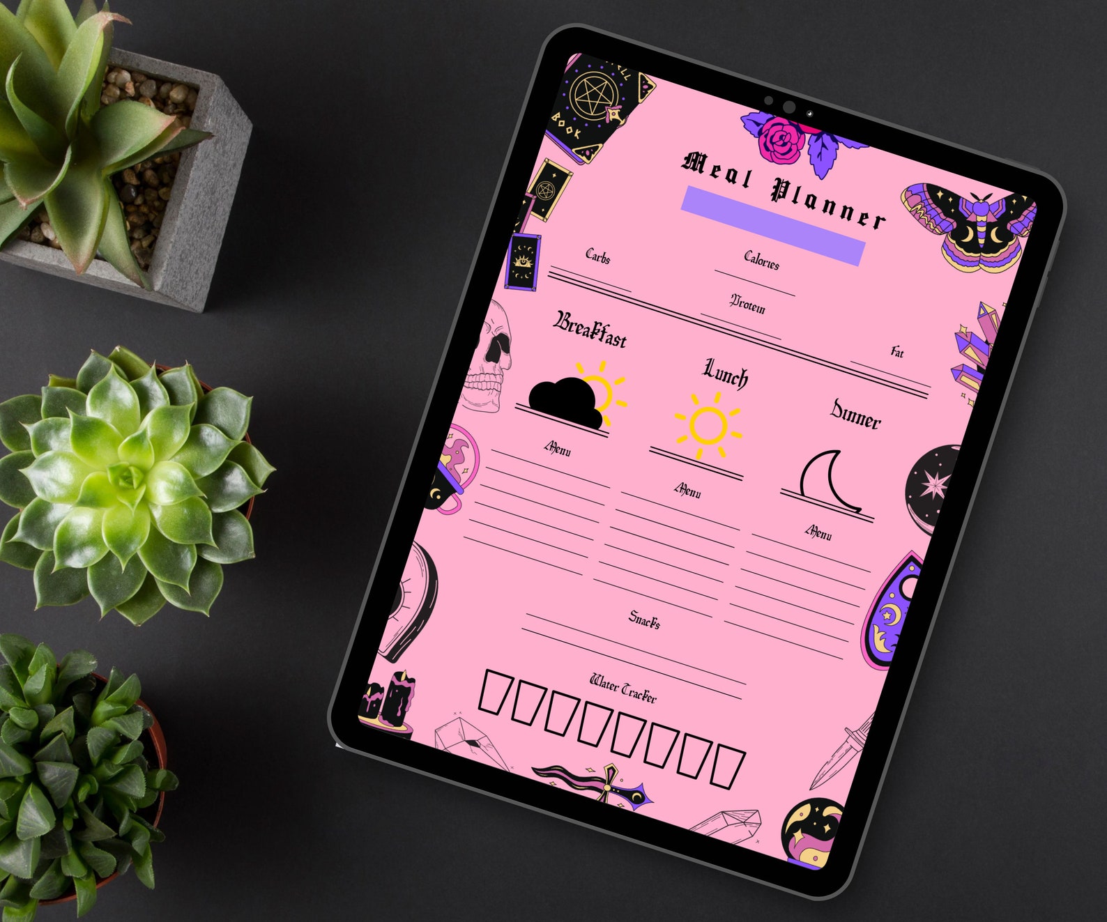 Pastel Goth Digital Meal Planner, Witchy Cute Printable Stationary ...