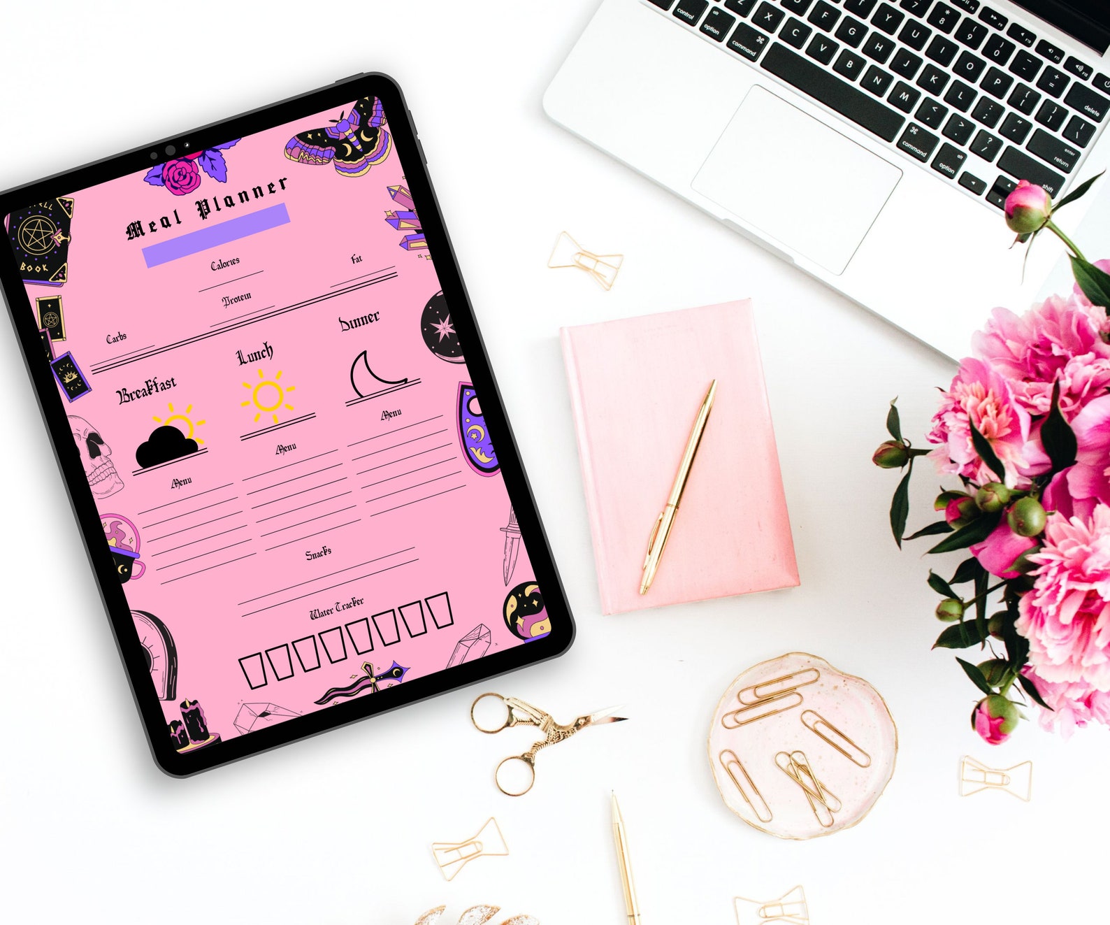 Pastel Goth Digital Meal Planner, Witchy Cute Printable Stationary ...