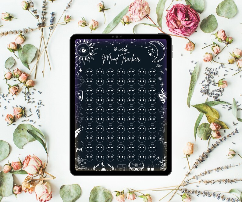 Goth Digital & Printable Mood Tracker Planner, Witchy Stationary for ...