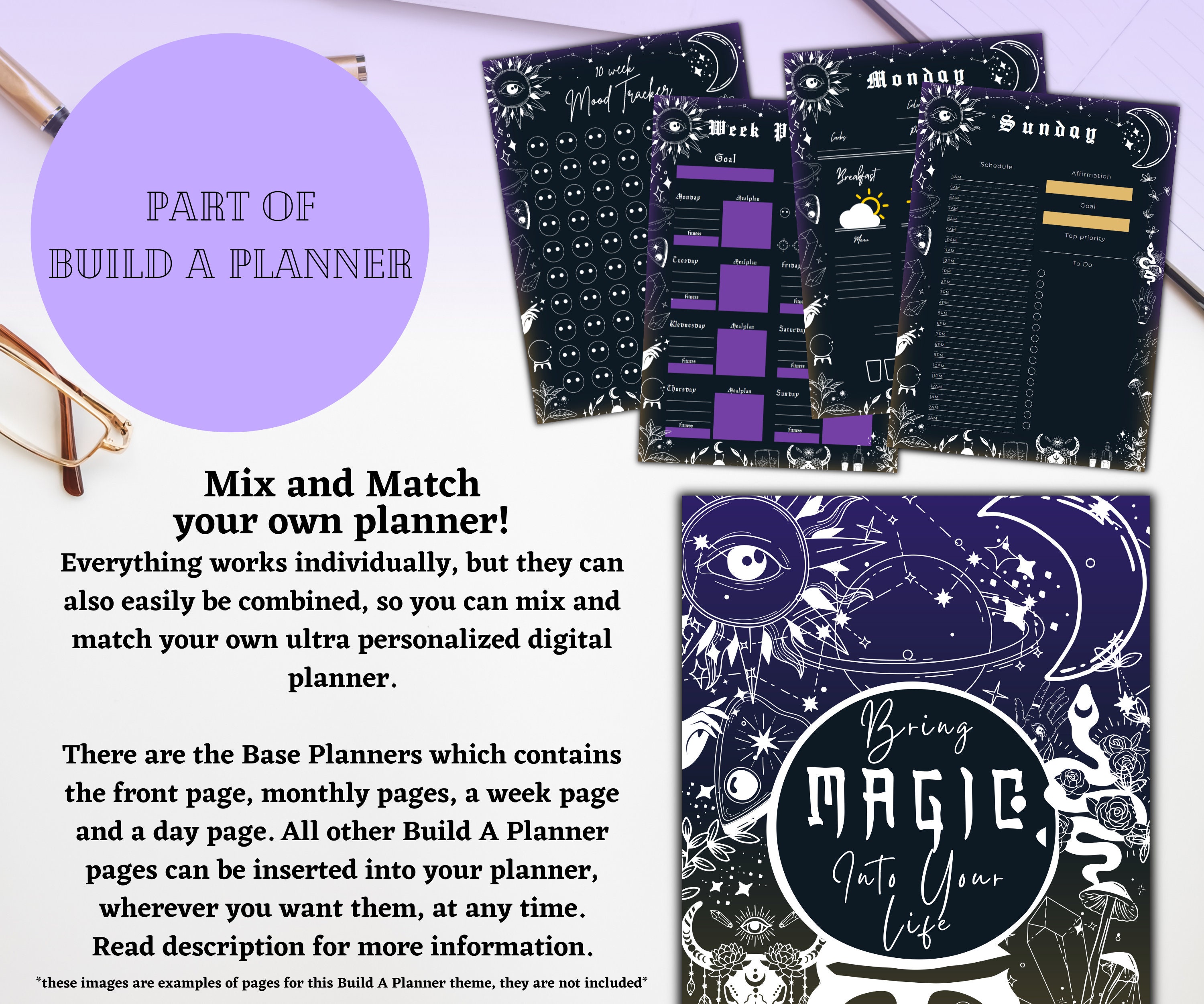 Goth Digital & Printable Vision Board Planner, Witchy Stationary for ...