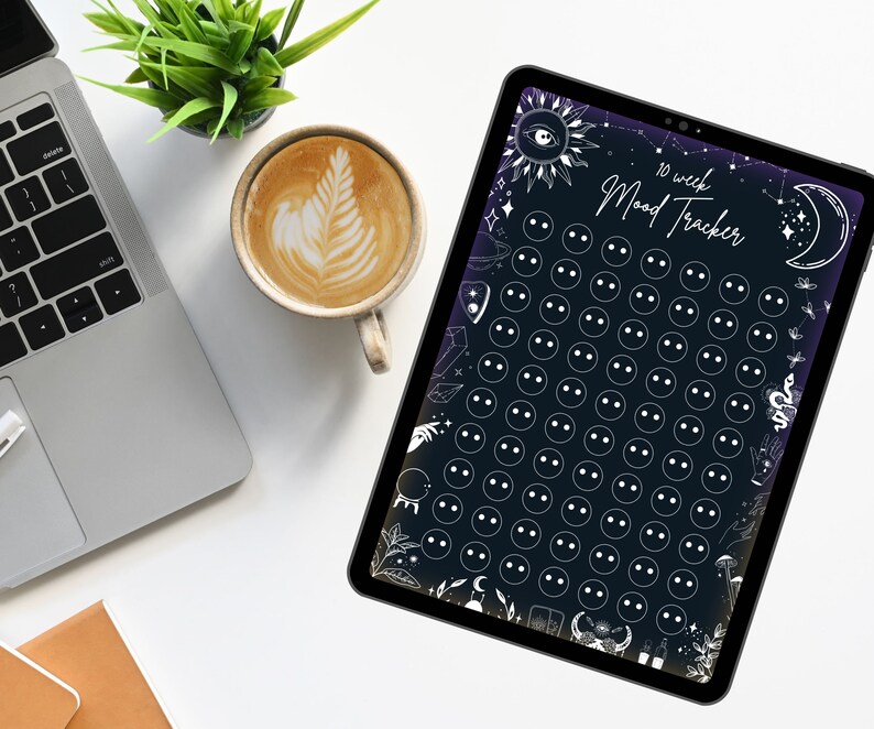 Goth Digital & Printable Mood Tracker Planner, Witchy Stationary for ...