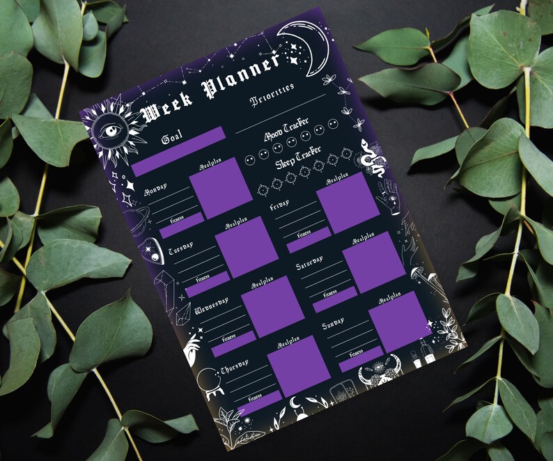 Goth Weekly Planner: Witchy Dark Academia Stationery (digital Download ...