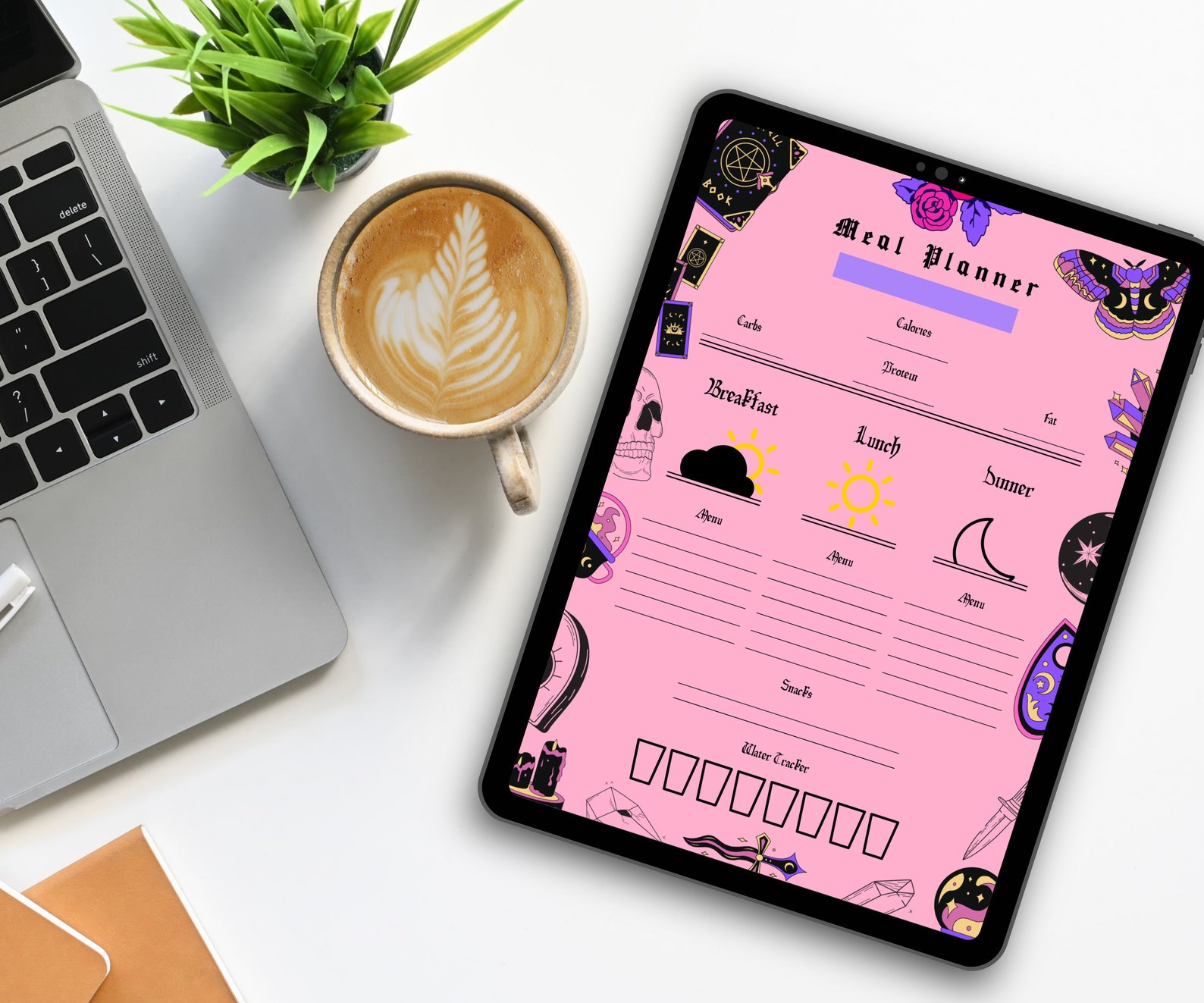 Pastel Goth Digital Meal Planner, Witchy Cute Printable Stationary ...