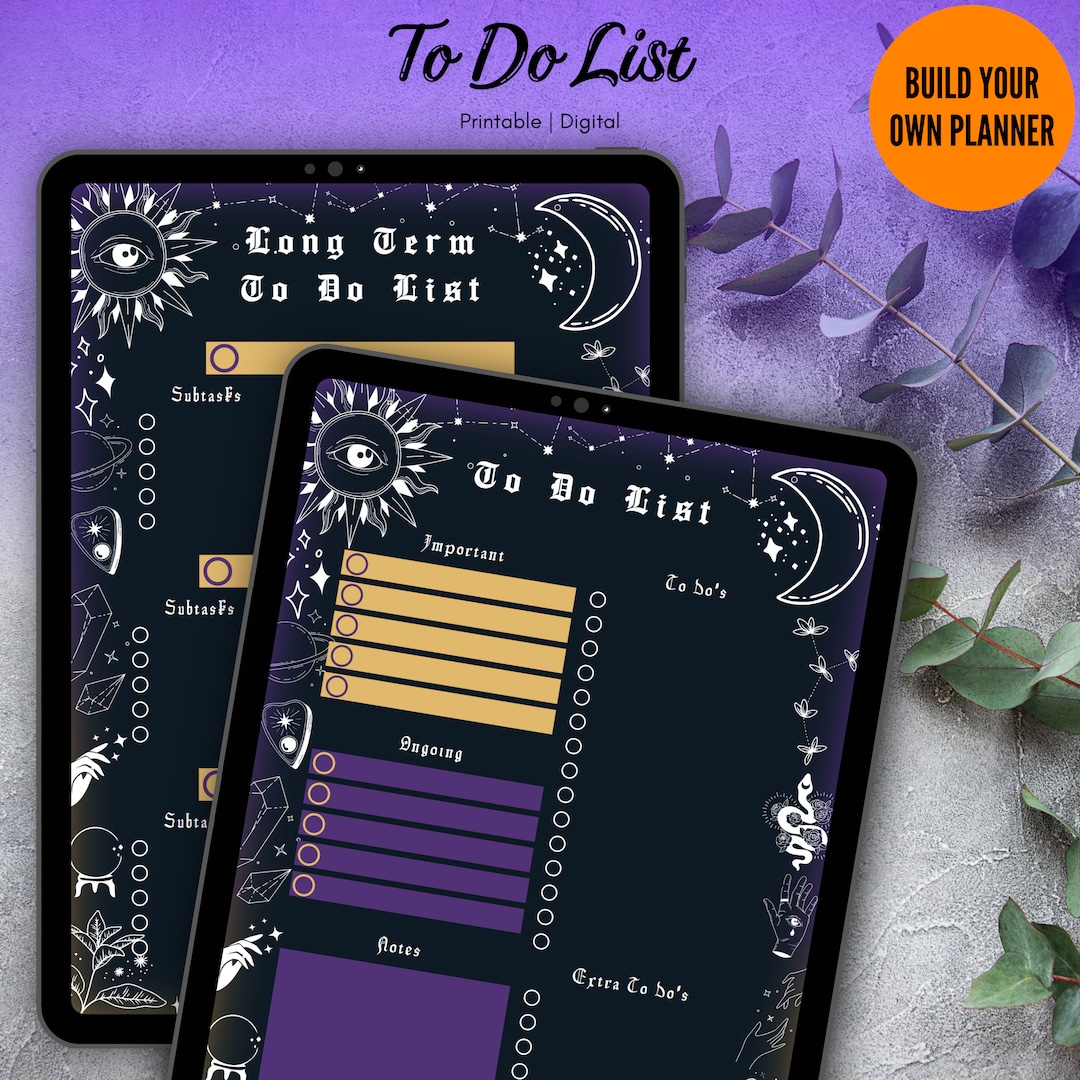 Goth Digital & Printable to Do List Planner, Witchy Stationary for ...