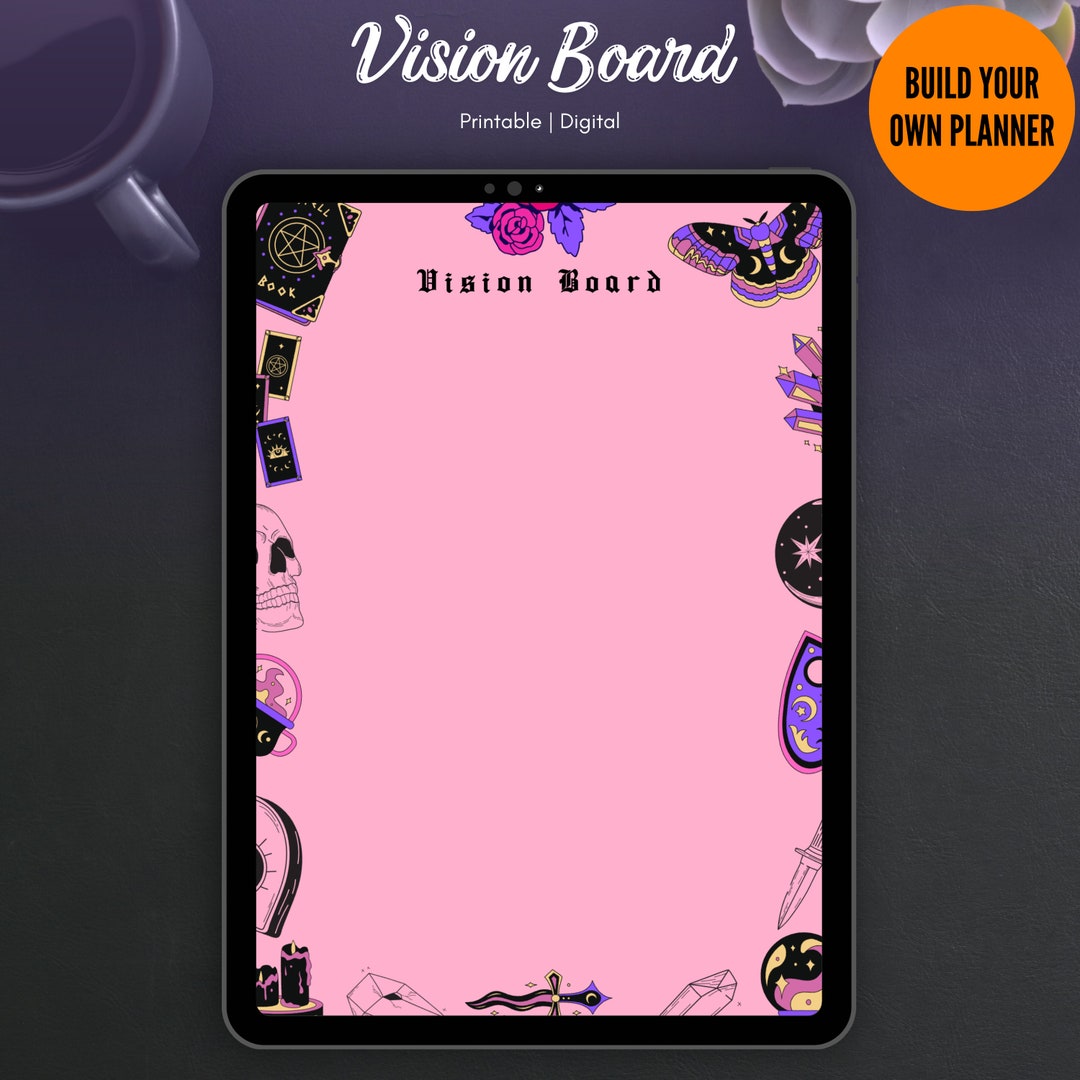 Pastel Goth Digital Vision Board Planner, Witchy Cute Printable ...