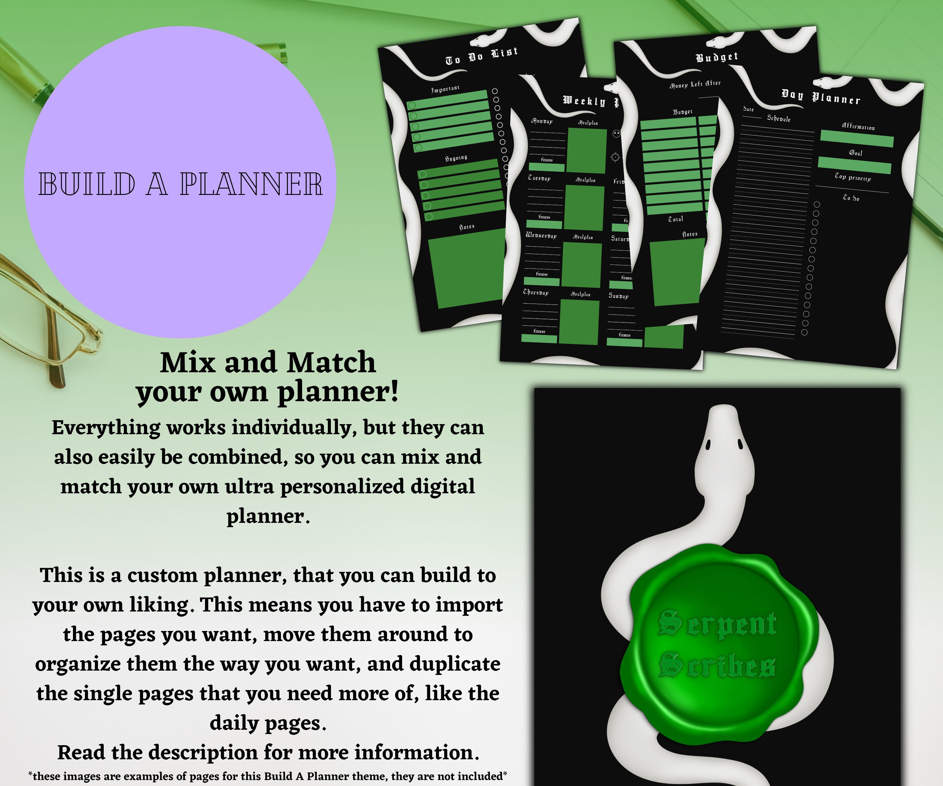 Witchy Digital & Printable Vision Board Planner Page, Goth Downloadable ...