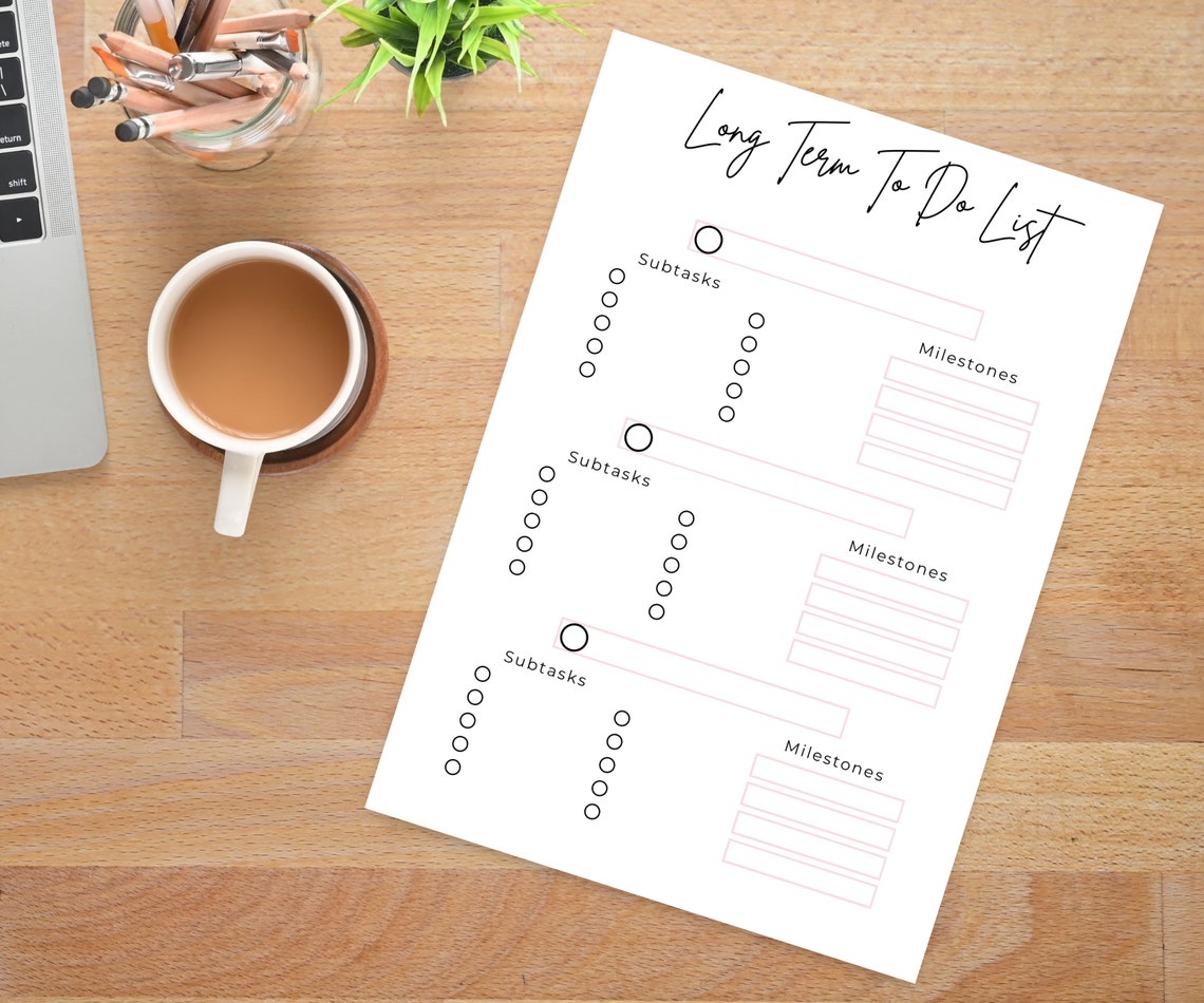 Printable to Do List, Long Term to Do List, Goal Planner, Goodnotes ...