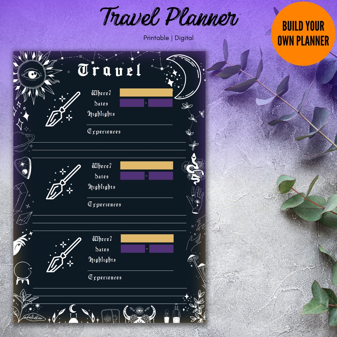 Goth Travel Planner: Witchy Dark Journal (digital & Printable) - Etsy