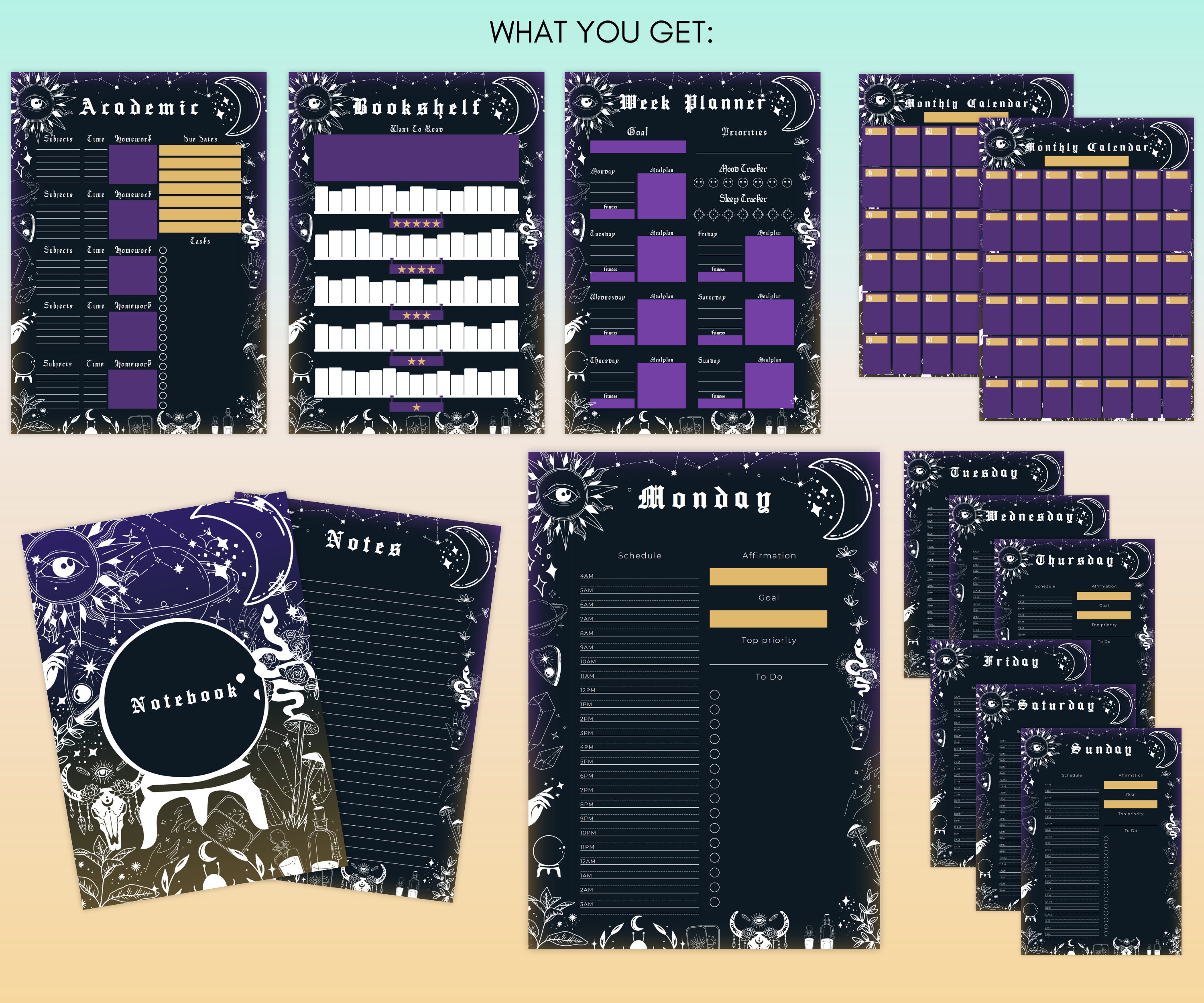 Goth Academic Planner Bundle: Witchy Printable Stationery (digital) - Etsy