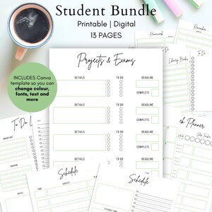 Printable Academic Student Planner Bundle, Homework and Schedule ...