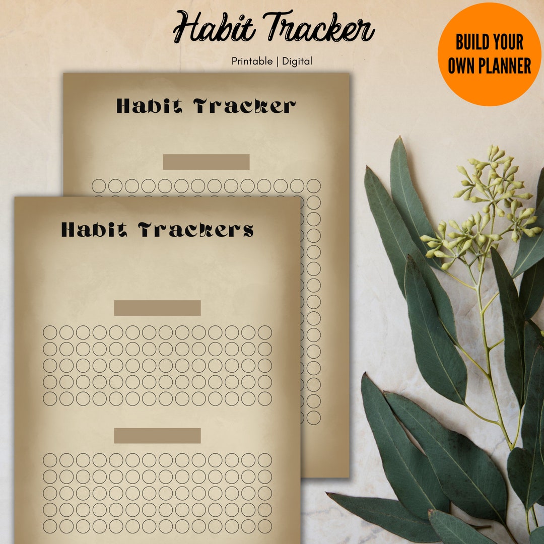 Printable & Digital Leather Planner Habit Tracker, Witchy Vintage ...