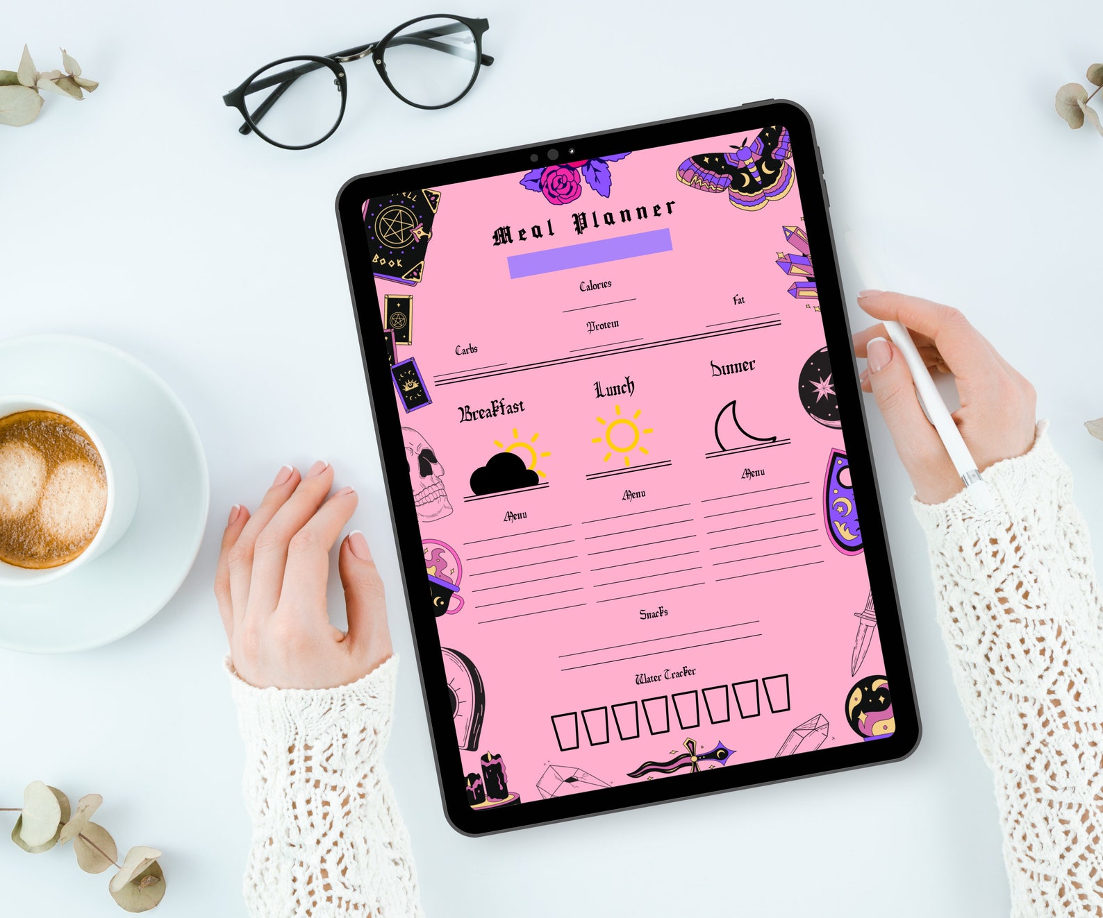 Pastel Goth Digital Meal Planner, Witchy Cute Printable Stationary ...