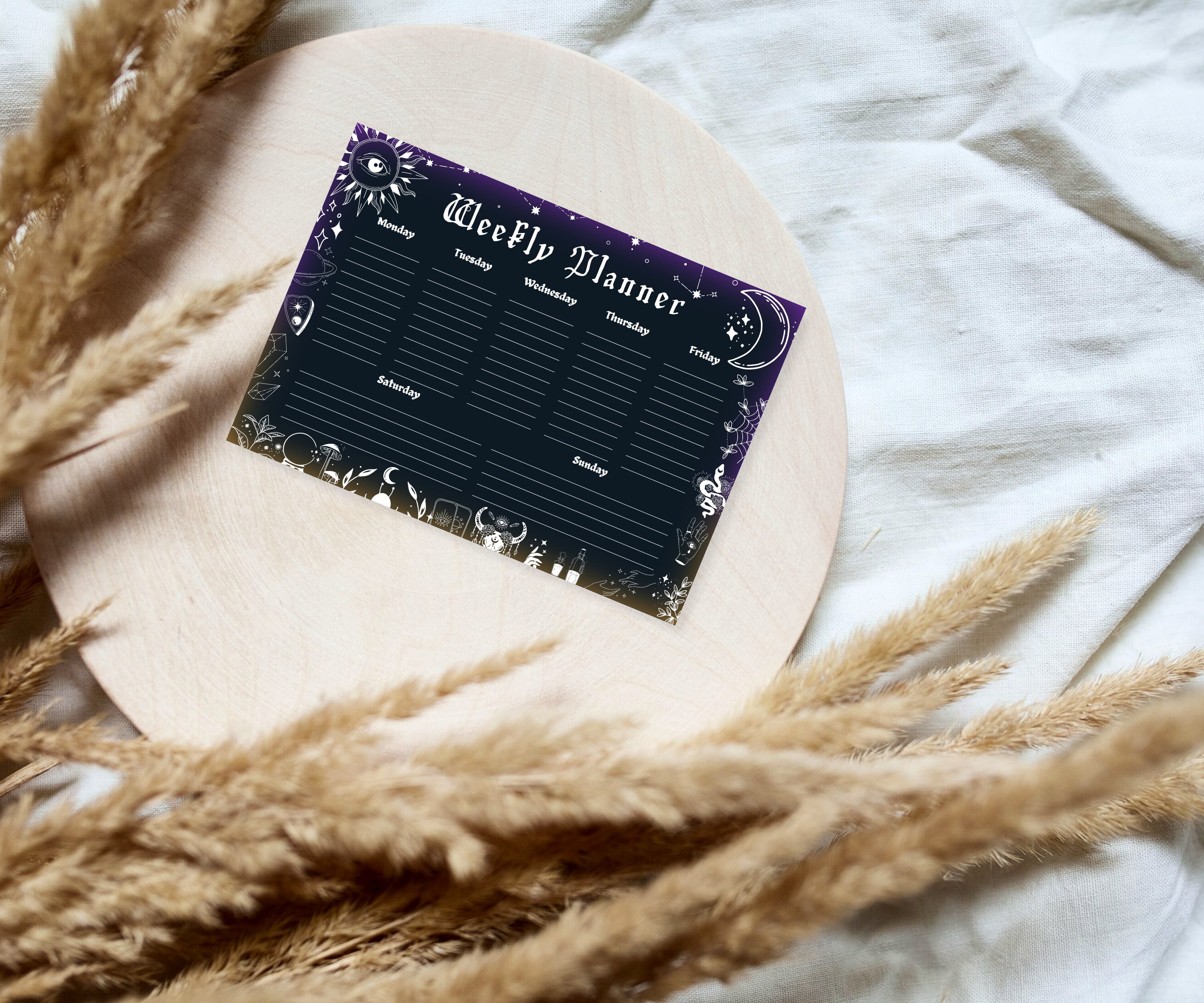 Goth Digital & Printable Weekly Planner, Witchy Stationary for Print ...