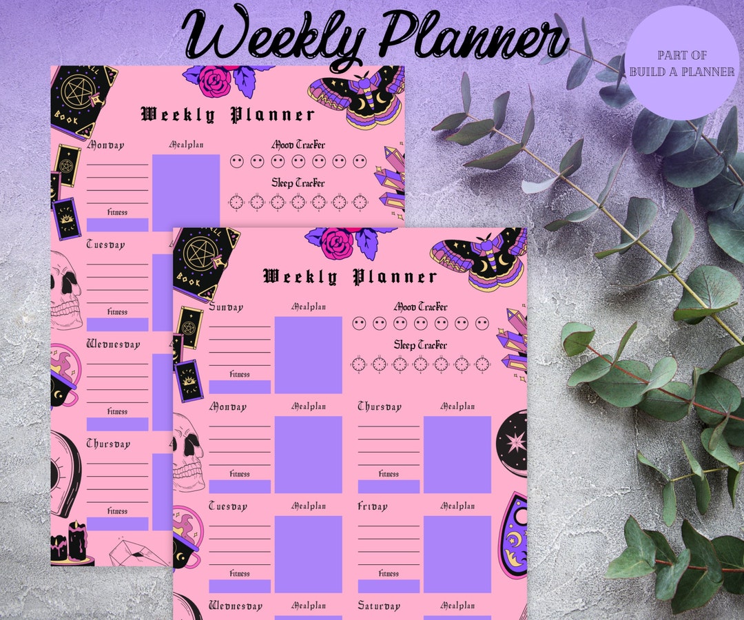 Pastel Goth Digital Weekly Planner Witchy Cute Printable - Etsy