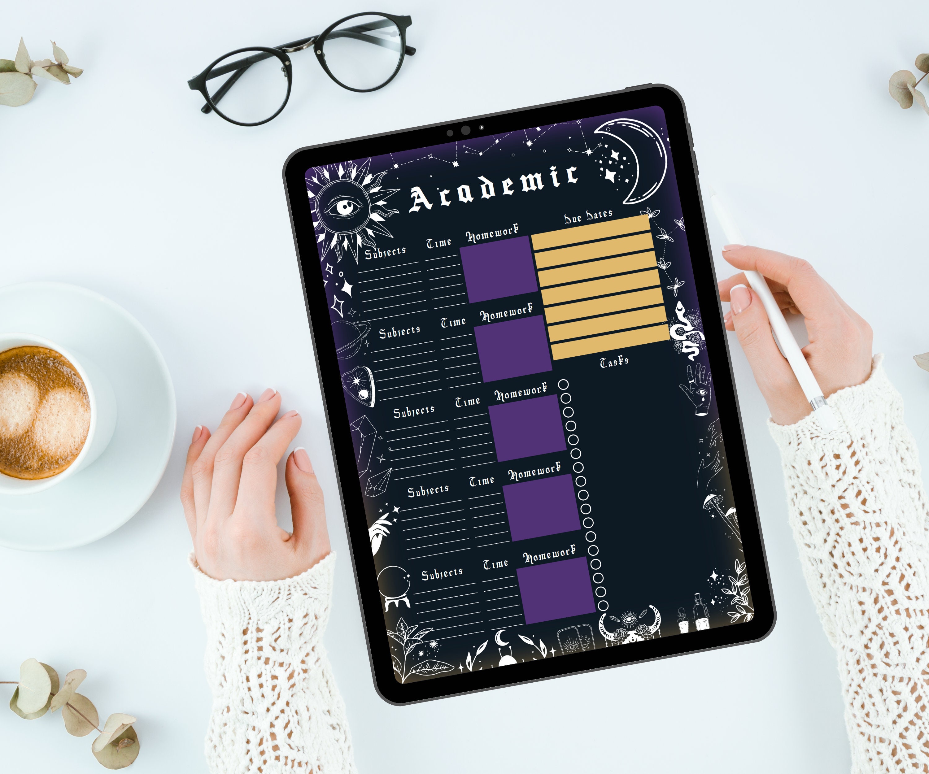 Goth Digital & Printable Academic Planner, Witchy School Stationary for ...