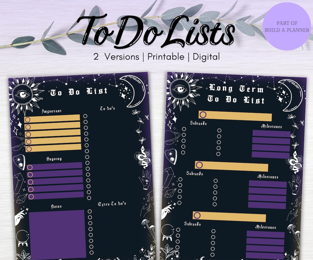 Goth Digital & Printable to Do List Planner Witchy Stationary - Etsy