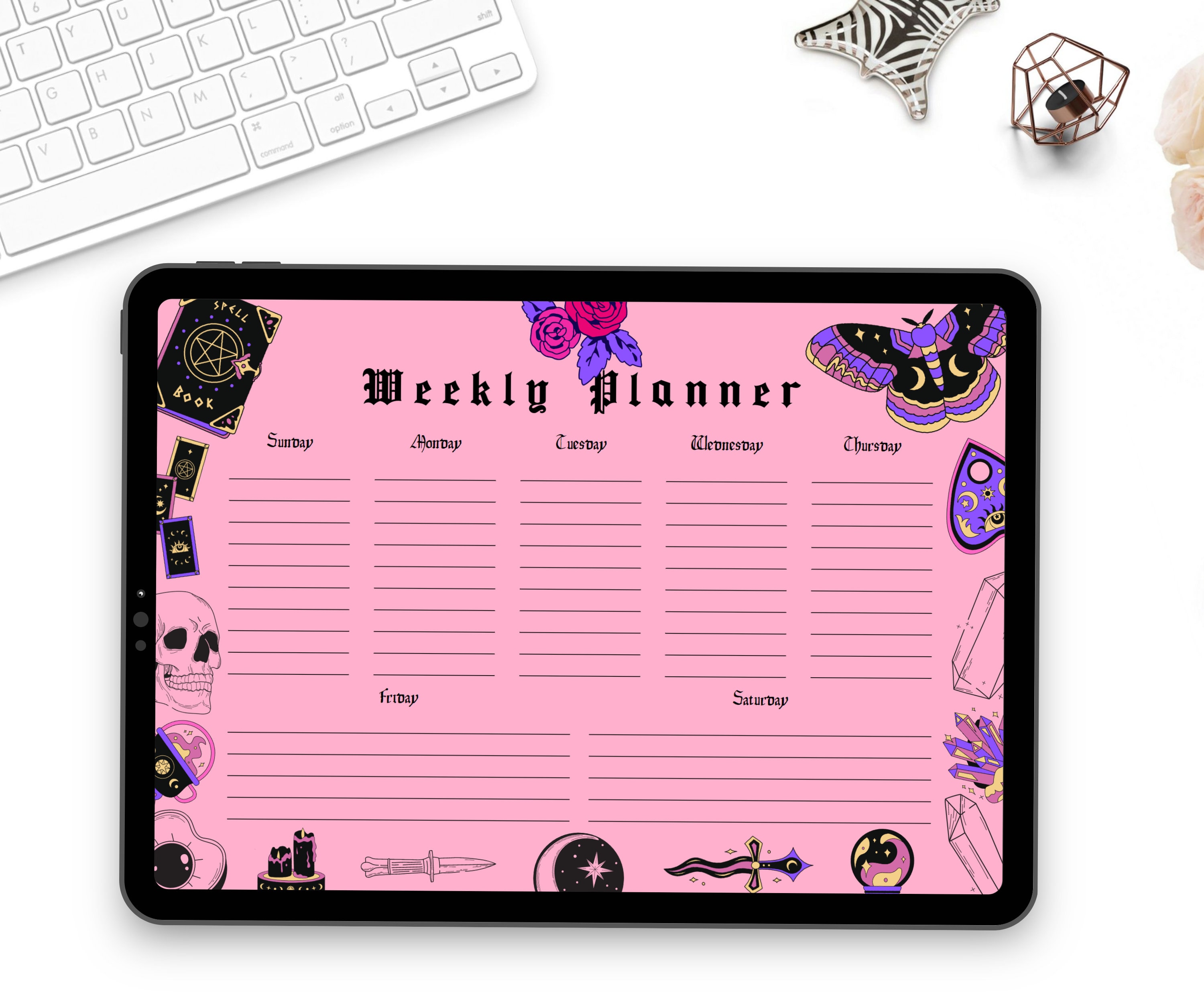 Pastel Goth Digital Weekly Planner Witchy Cute Printable - Etsy