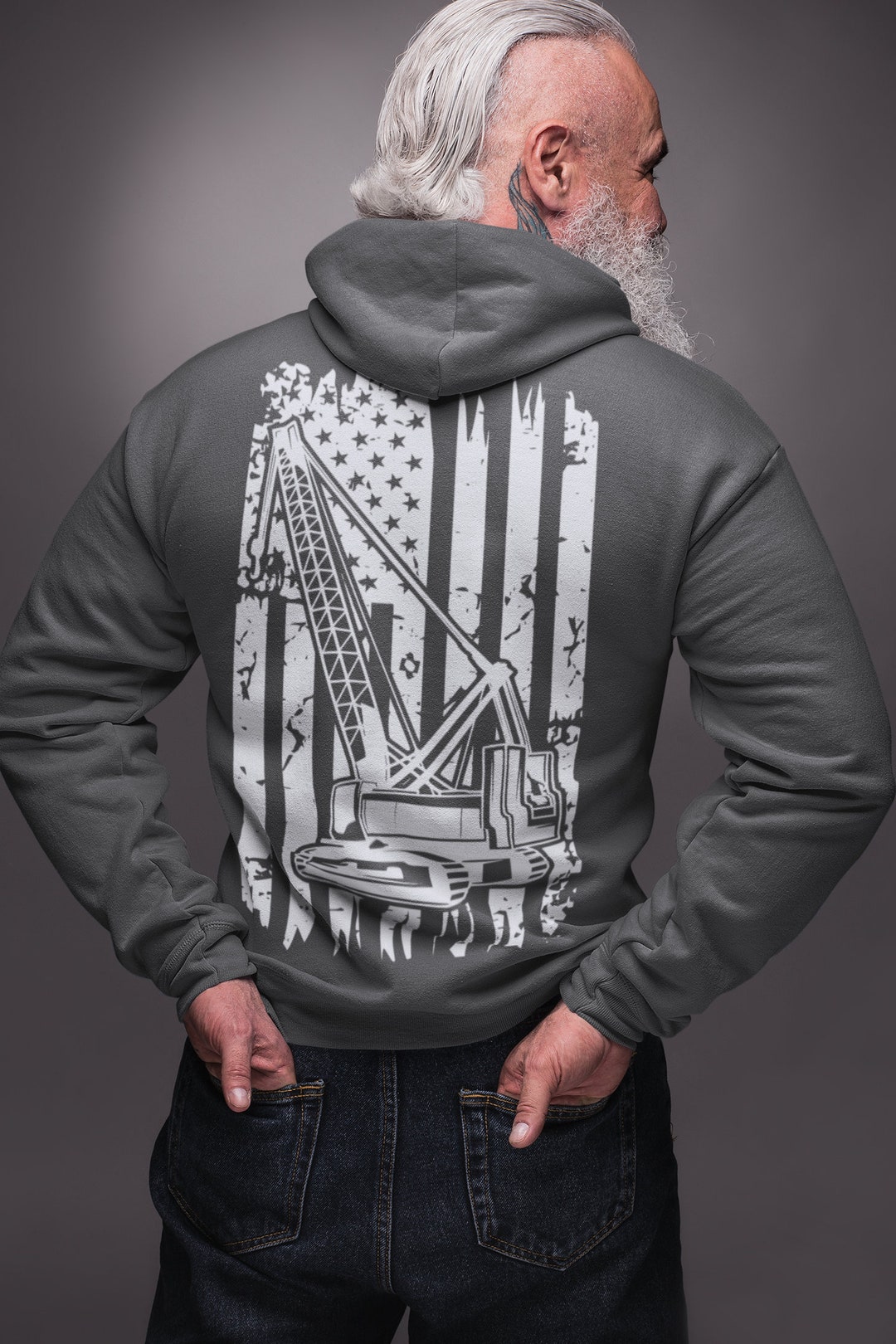 American Flag Crane Hoodie Premium Heavy Lifting Apparel for - Etsy