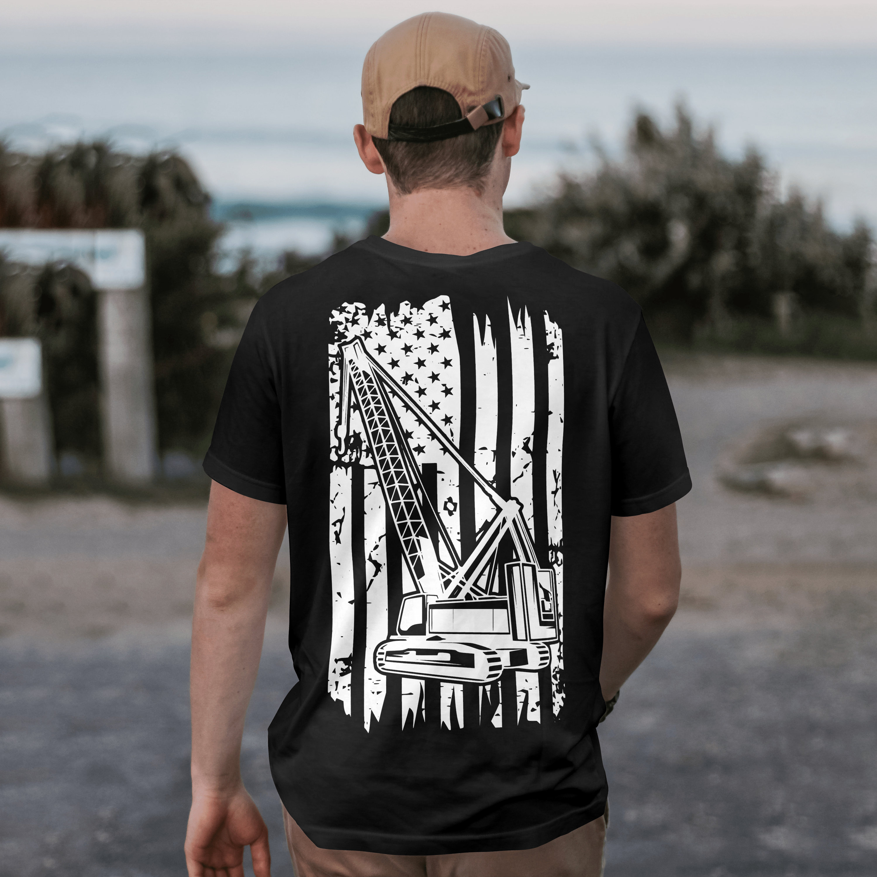 American Flag Crane Operator T-shirt Blue Collar Collection for Proud ...