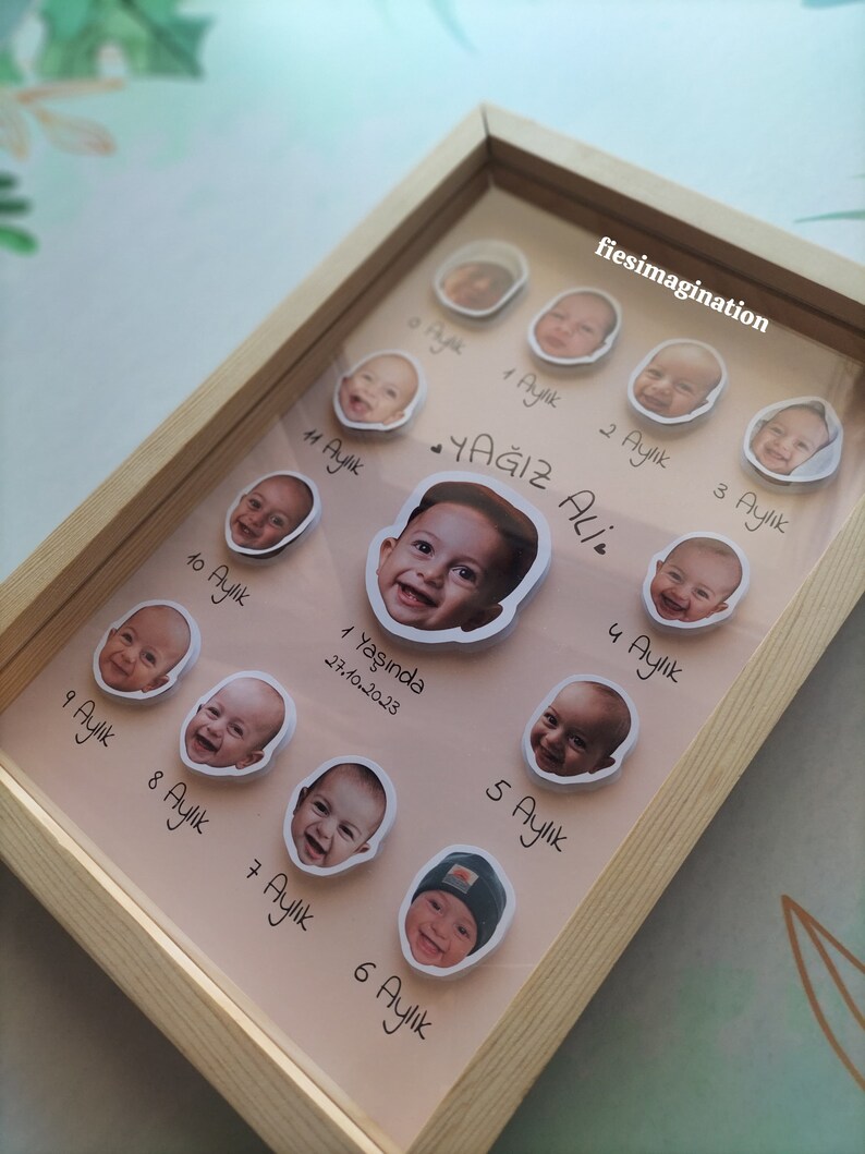 Personalized Photo Frame, One Year Photo Board, My First Year Photo ...