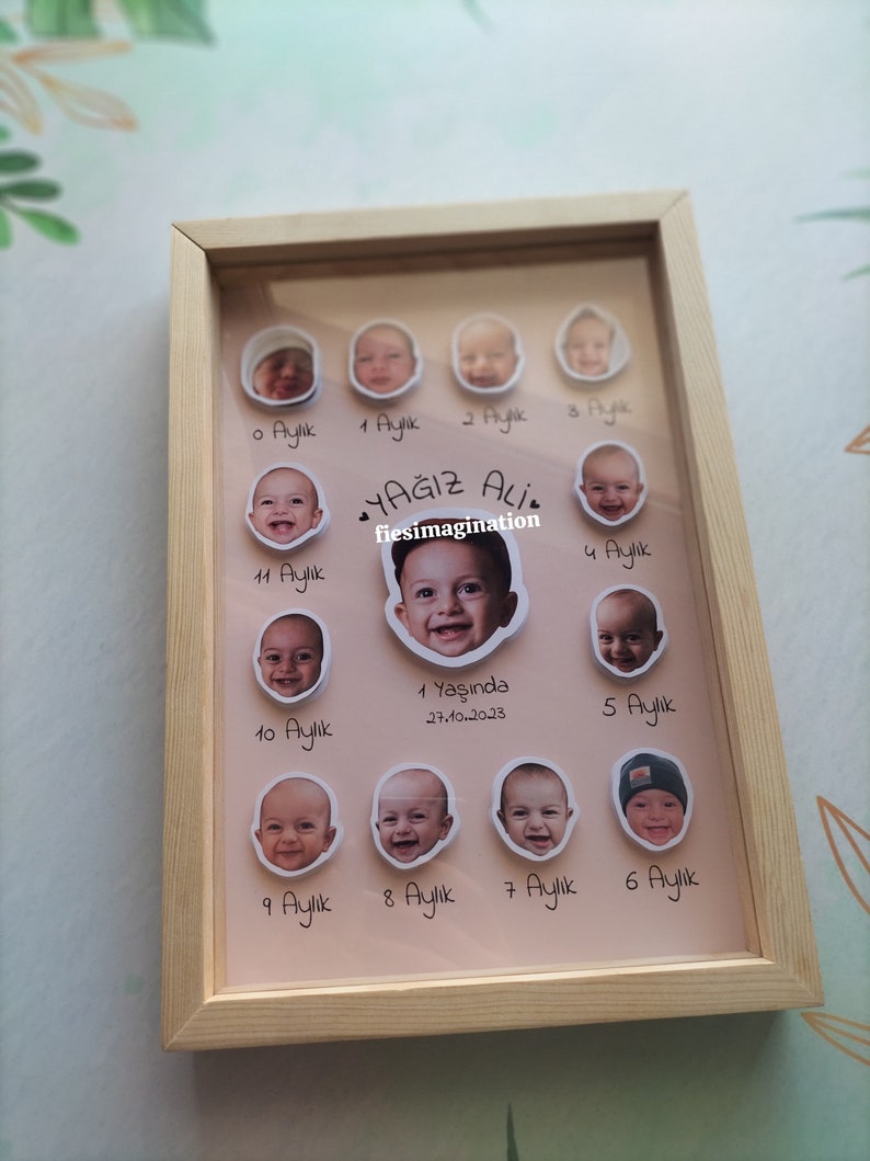 Personalized Photo Frame, One Year Photo Board, My First Year Photo ...