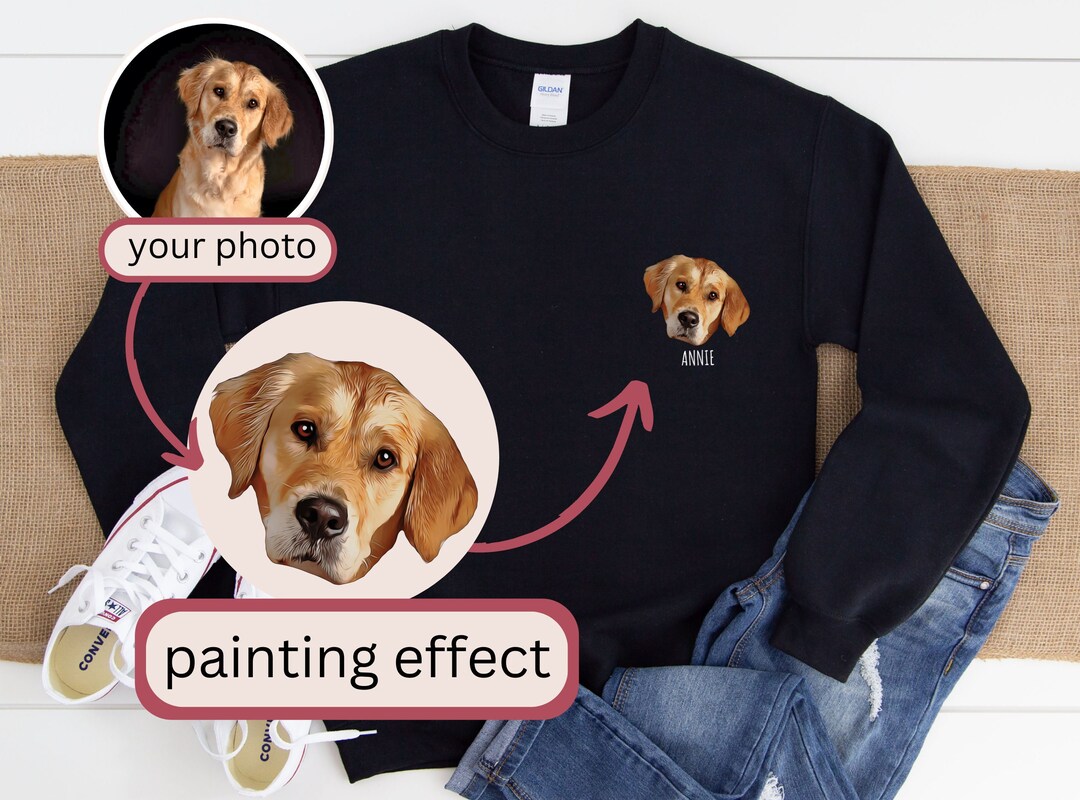 Personalized Pet Face Sweatshirt for Women Men, Custom Pet Name Hoodie ...