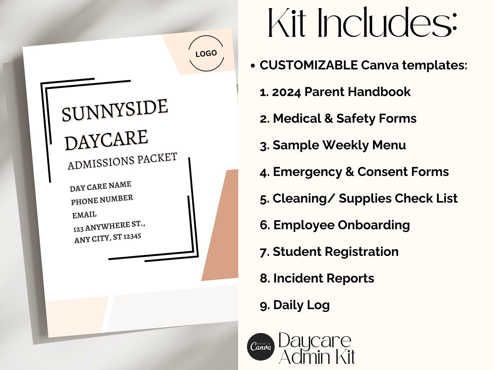 Daycare Forms Starter Kit: Editable Childcare Templates (digital ...