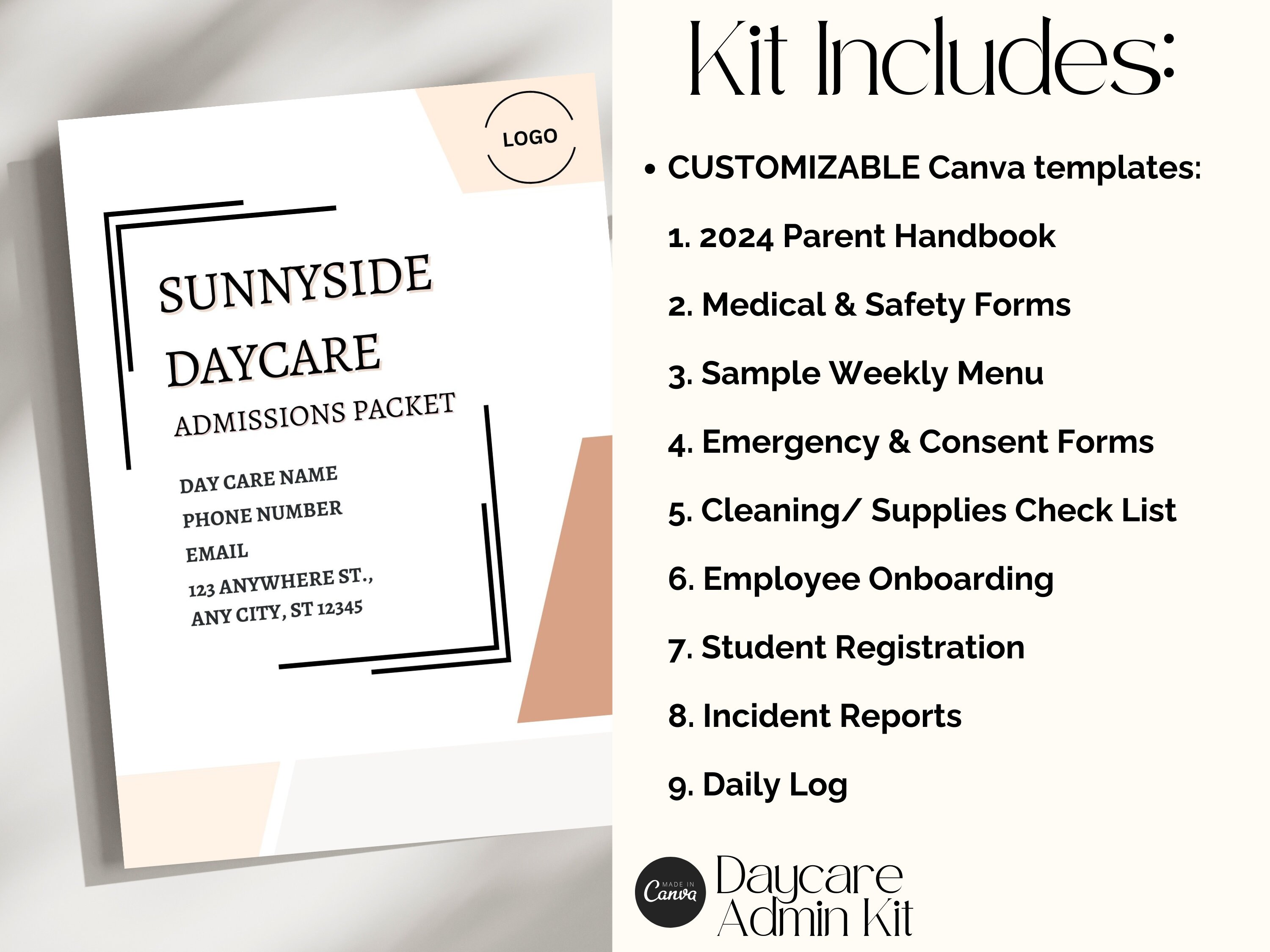Daycare Forms Starter Kit: Editable Childcare Templates (digital ...
