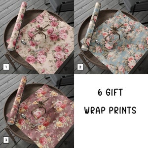 Floral Gift Wrap Roll Floral Print Wrapping Paper Elegant Birthday Wrap ...