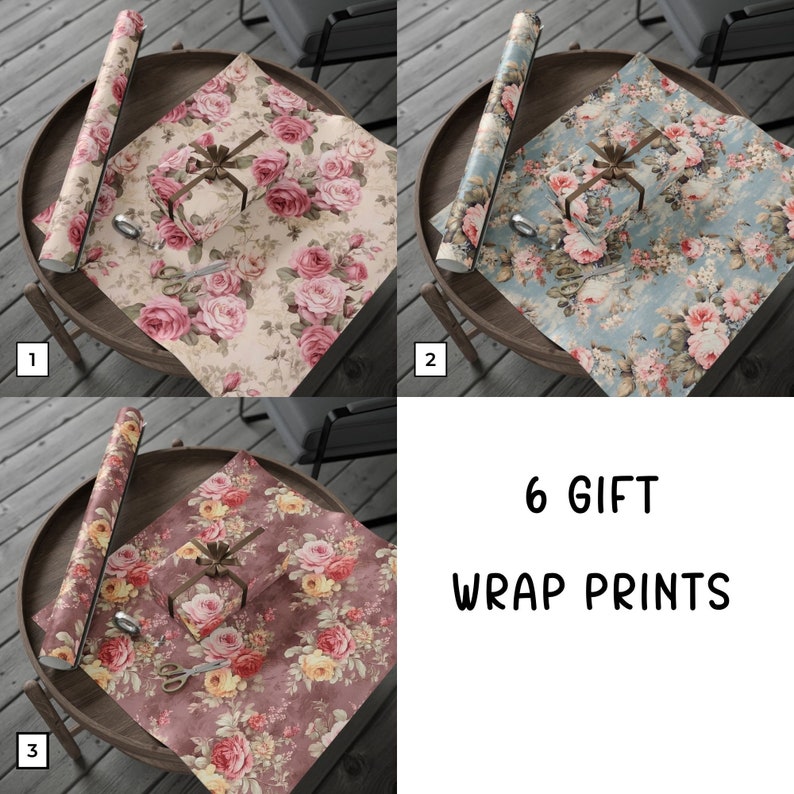 Floral Gift Wrapping Paper Roll Elegant Gift Wrap Floral Print Birthday ...