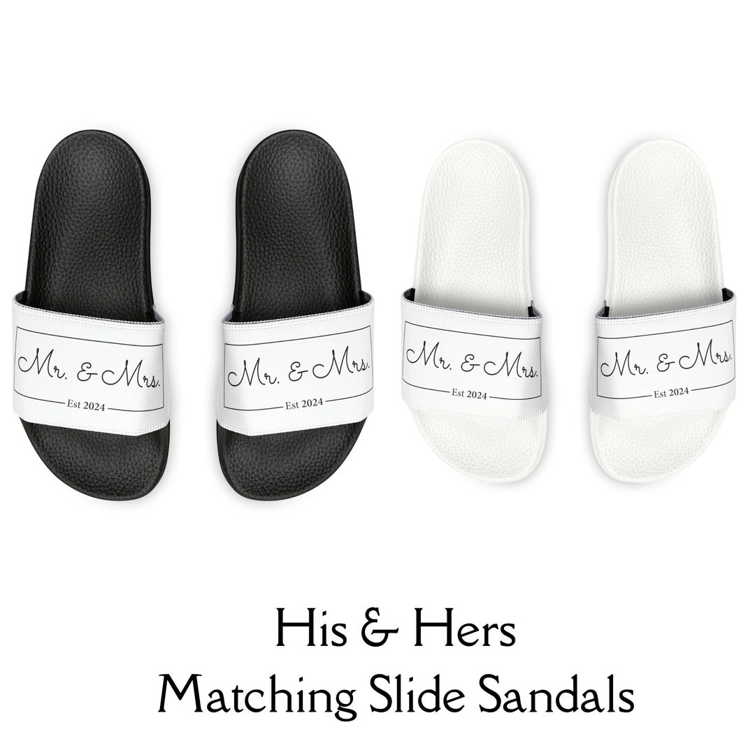 Custom His Hers Slide Sandal Men Gift Him Summer Sandal Women Gift Her Boyfriend Valentine Day ...