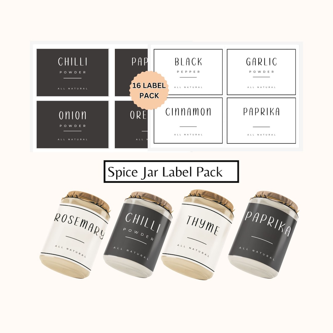 Spice Labels Container Spice Jar Label Pack Vinyl Decal Pack Spice Rack ...