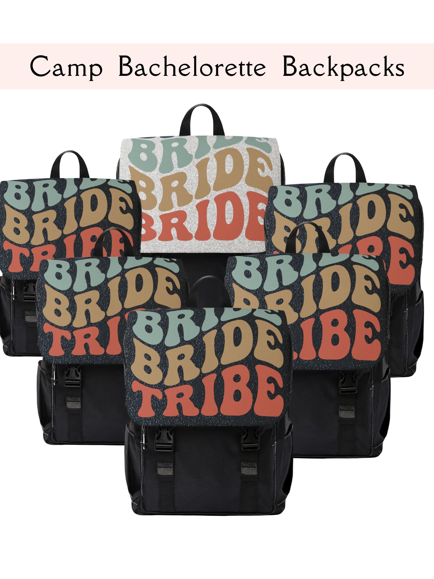 Bride Tribe Camp Bachelorette Canvas Backpack Bachelorette Retro Bride ...