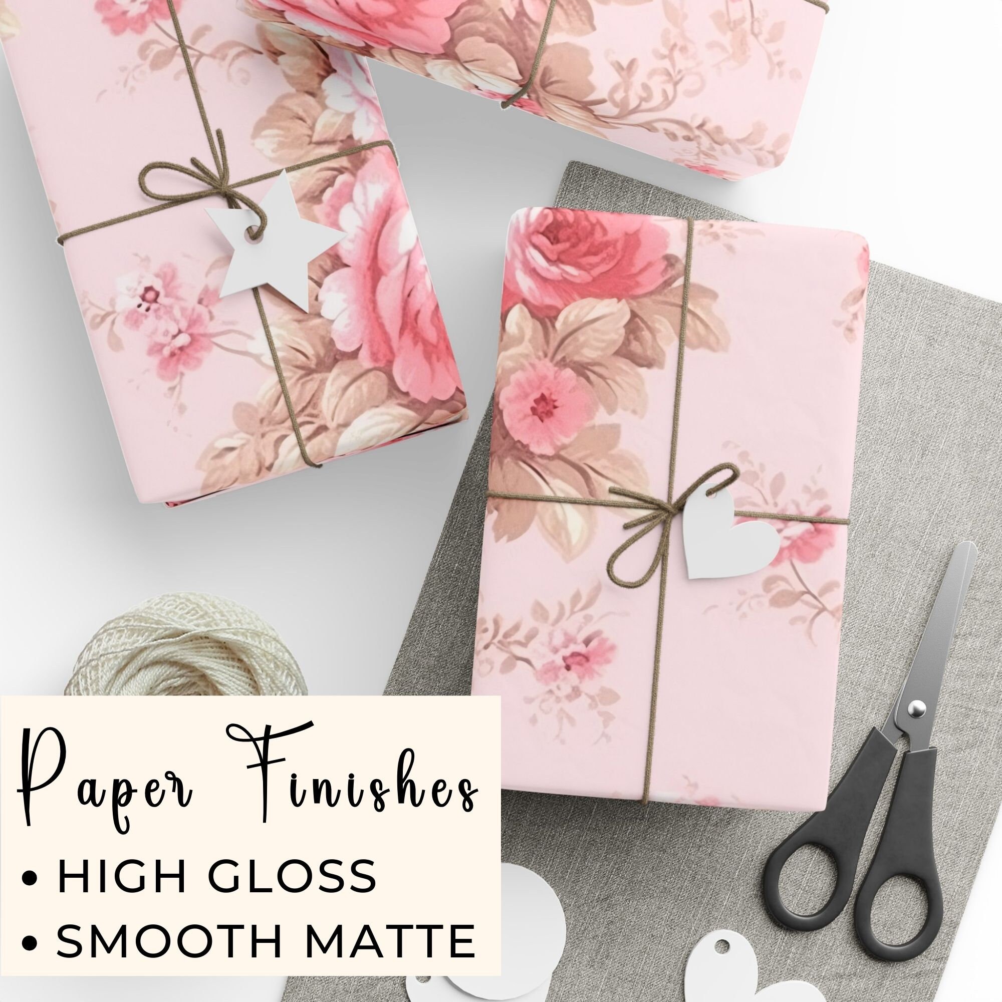 Floral Gift Wrap Roll Floral Print Wrapping Paper Elegant Birthday Wrap ...