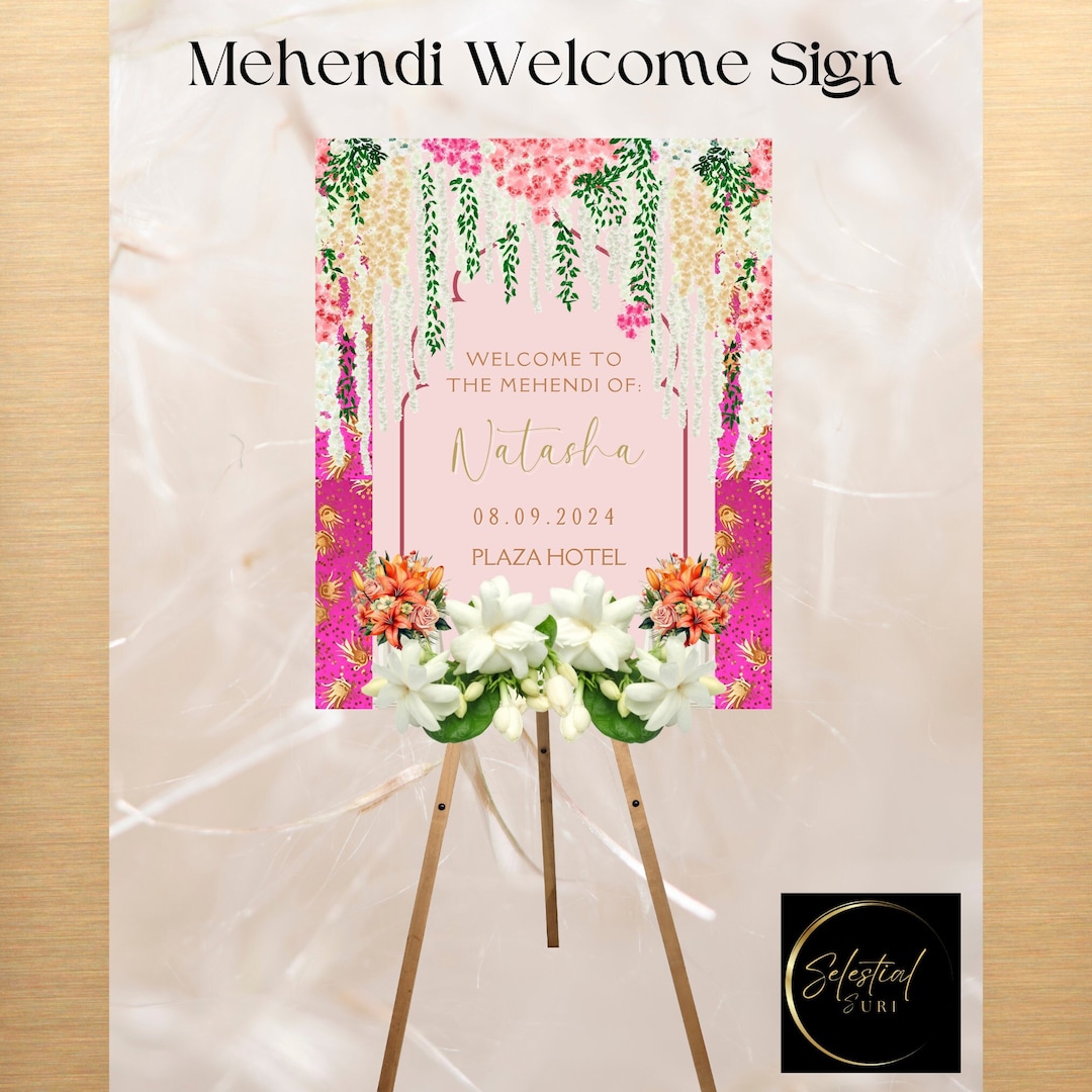 Mehendi Welcome Sign Customized Indian Wedding Welcome Sign High ...