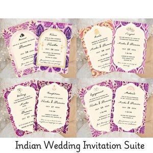 Purple Indian Wedding Invitation Digital Invite Mehndi Invitation ...