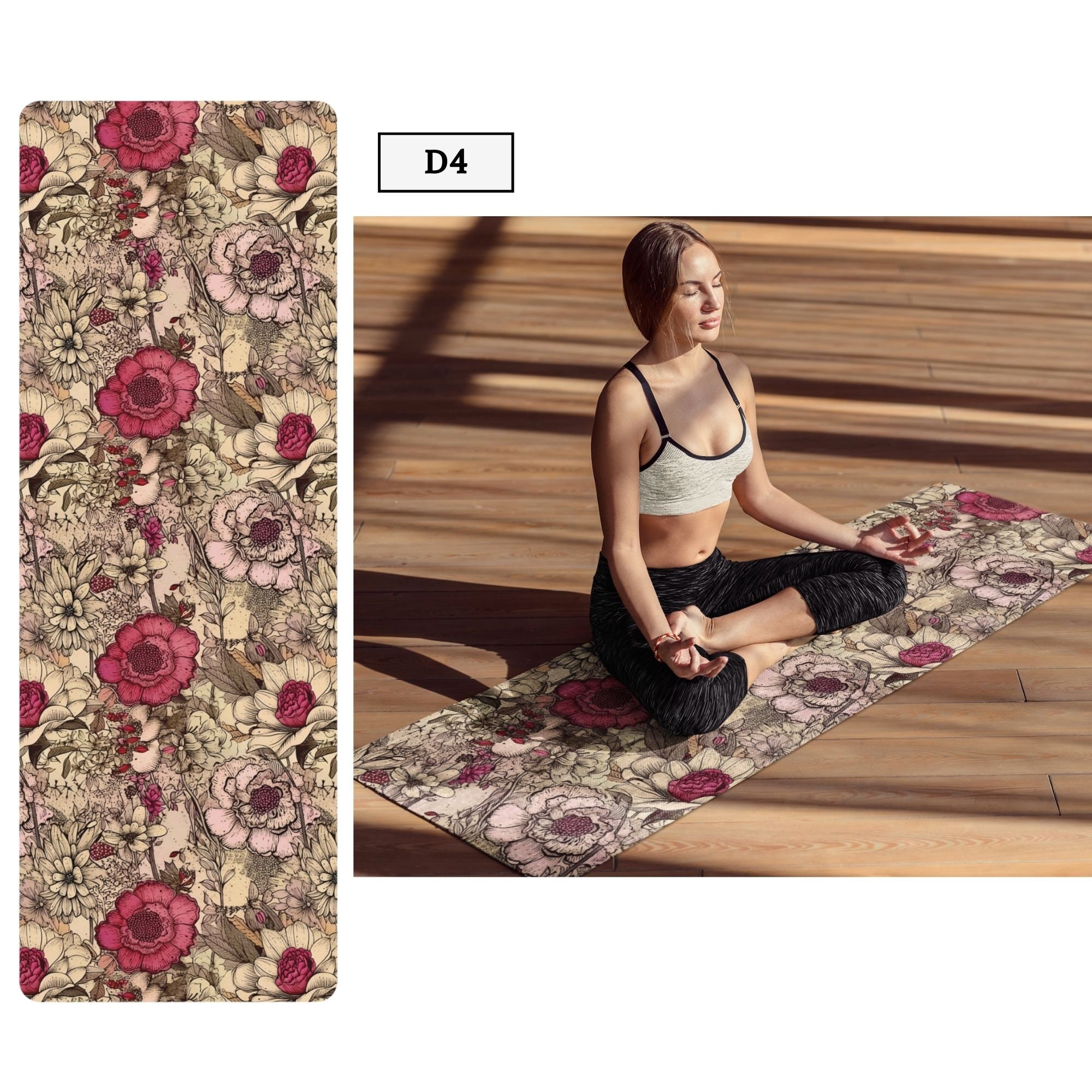 Custom Floral Yoga Mats Meditation Gift Gothic Flower Pattern Prayer Mat Meditation Gift Unique ...