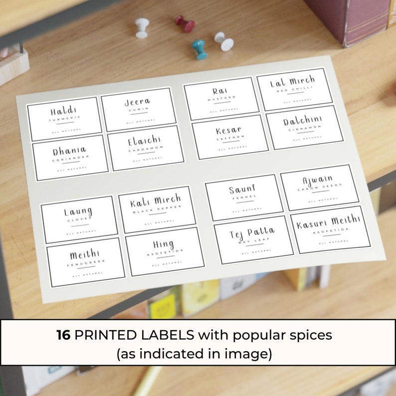 Indian Spices Label Indian Food Label Spice Jar Custom Seasoning Labels ...